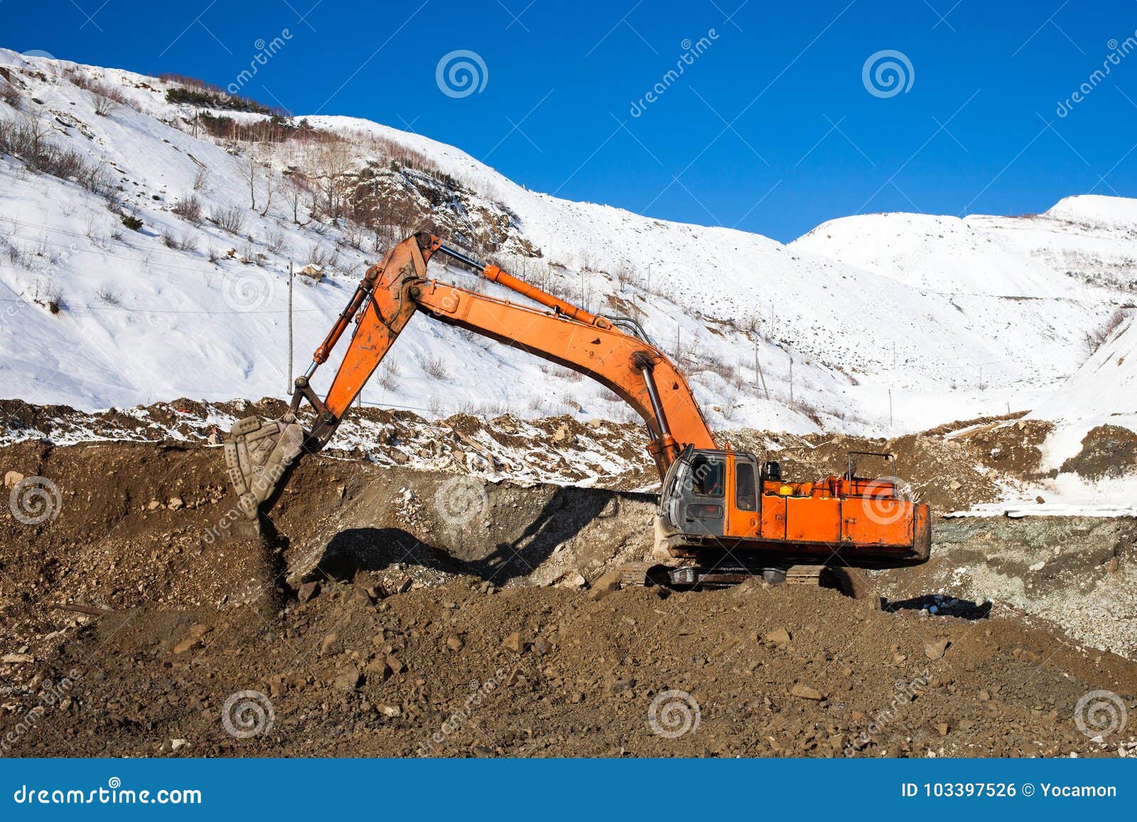 Excavator at mining stock photo. Image of carrier, minerals - 103397526
