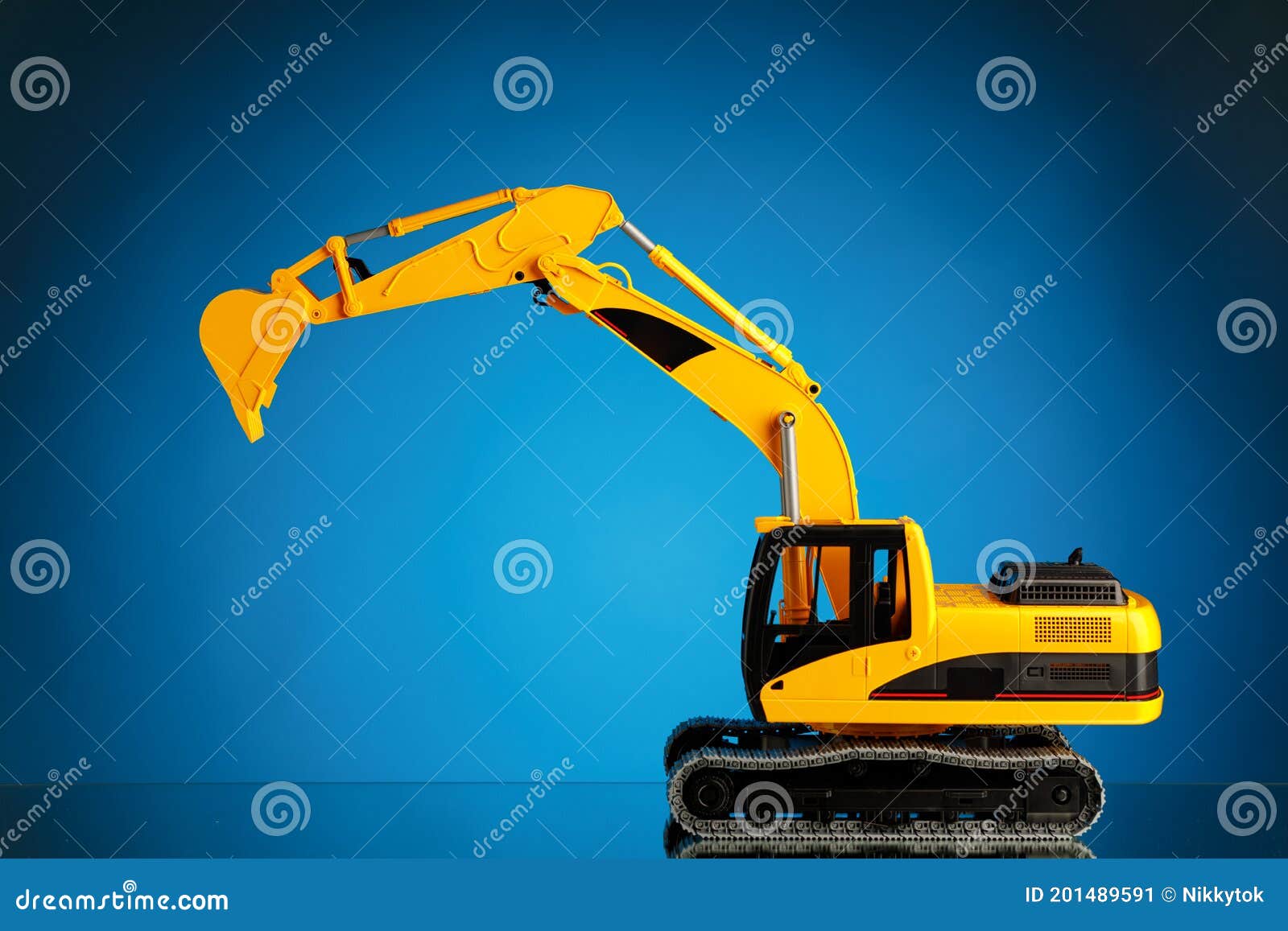 Excavator Model on Blue Background Stock Image - Image of simple ...