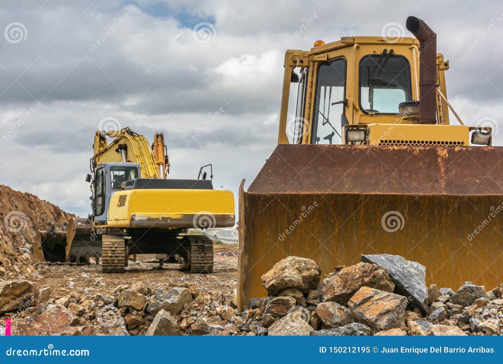 Excavator Moving Rock in a Quarry Stock Image - Image of granite ...