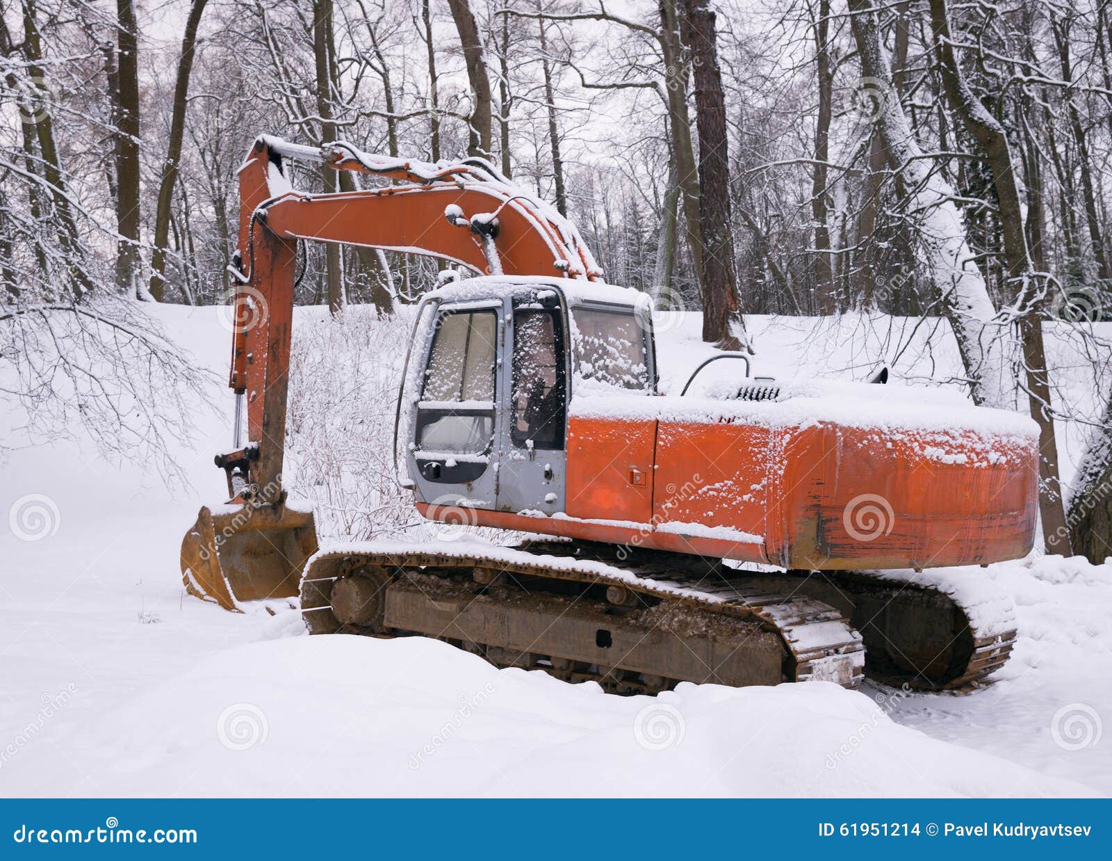Excavator near Winter Park stock photo. Image of bulldozer - 61951214