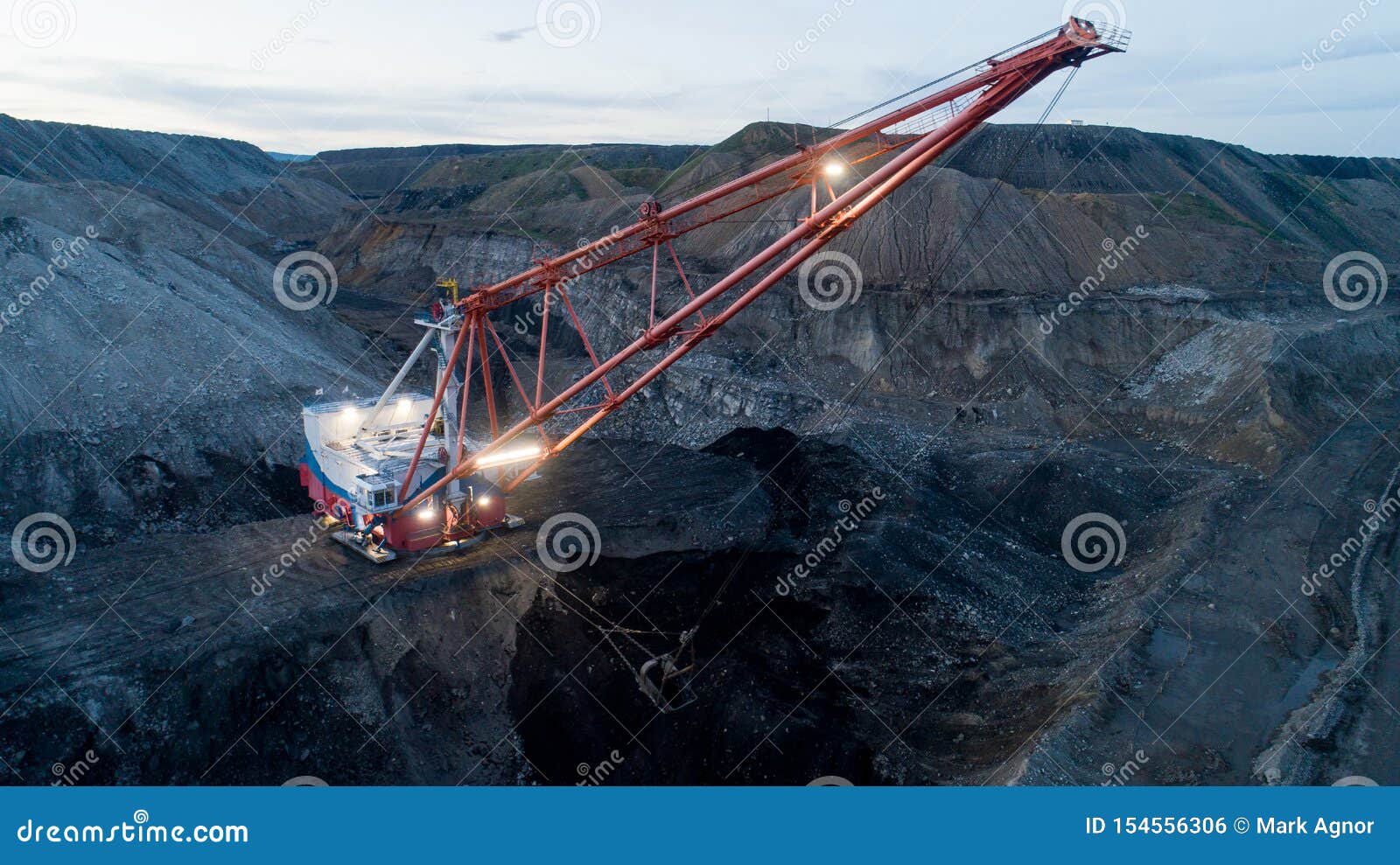 Excavator Open Pit Coal Mining Night Lights Stock Photo - Image of ...
