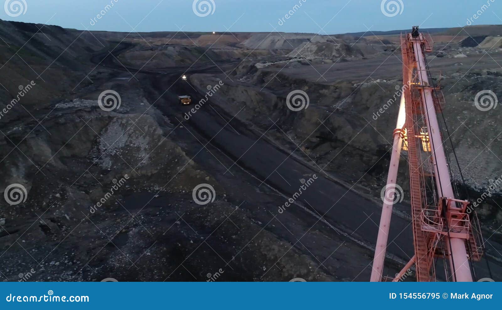 Excavator Open Pit Coal Mining Night Lights Stock Video - Video of ...