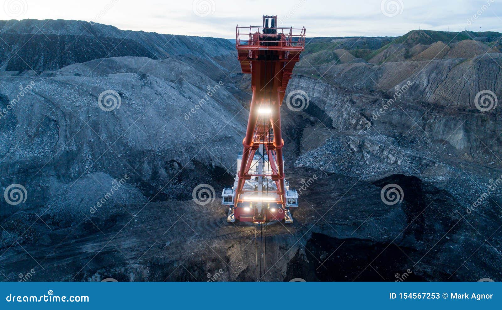 Excavator Open Pit Coal Mining Night Lights Stock Image - Image of ...