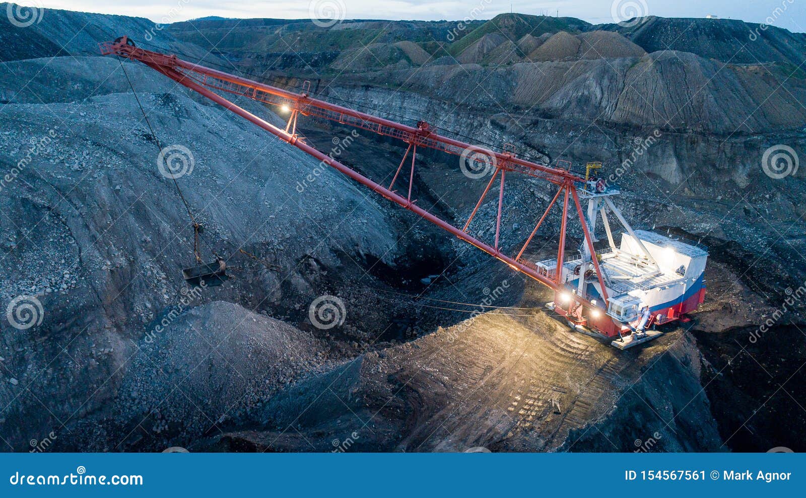Excavator Open Pit Coal Mining Night Lights Stock Image - Image of cast ...