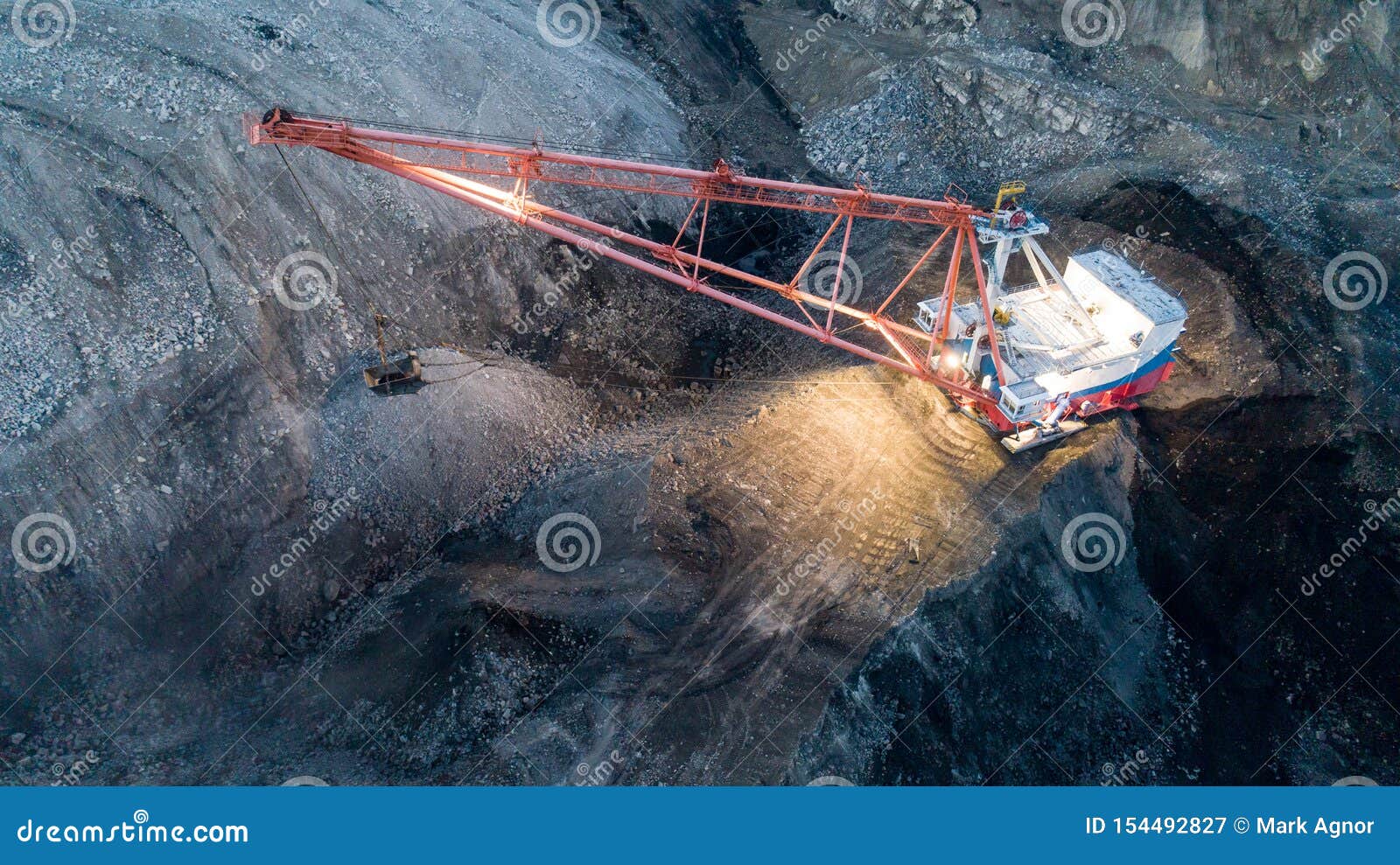 Excavator Open Pit Coal Mining Night Lights Stock Image - Image of ...