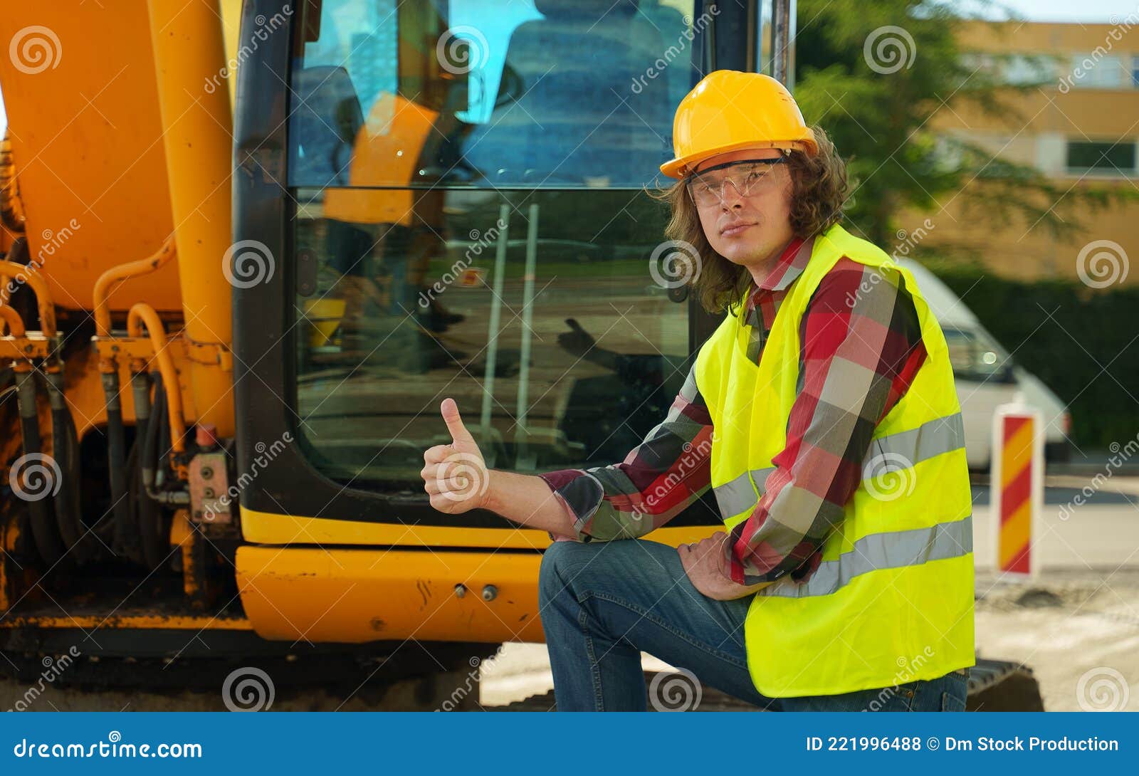 Excavator operator stock photo. Image of foreman, fluorescent - 221996488