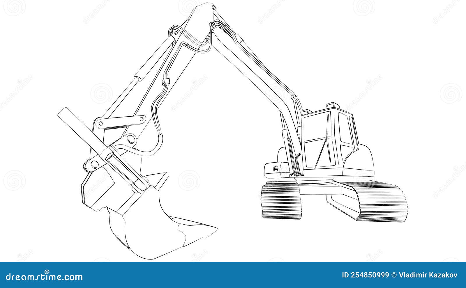 Excavator Outline in Perspective View Isolated. Design Element Stock ...