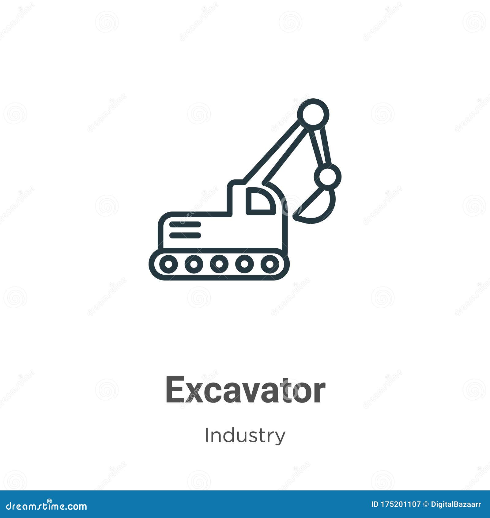 Excavator Outline Vector Icon. Thin Line Black Excavator Icon, Flat Vector Simple Element ...