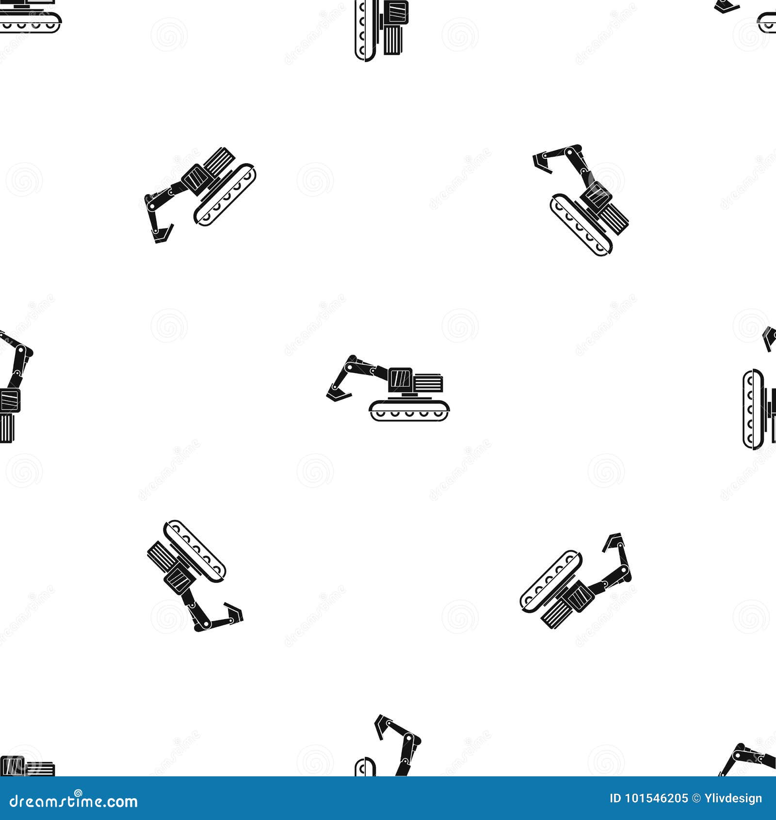 Excavator Pattern Seamless Black Stock Vector - Illustration of icon ...