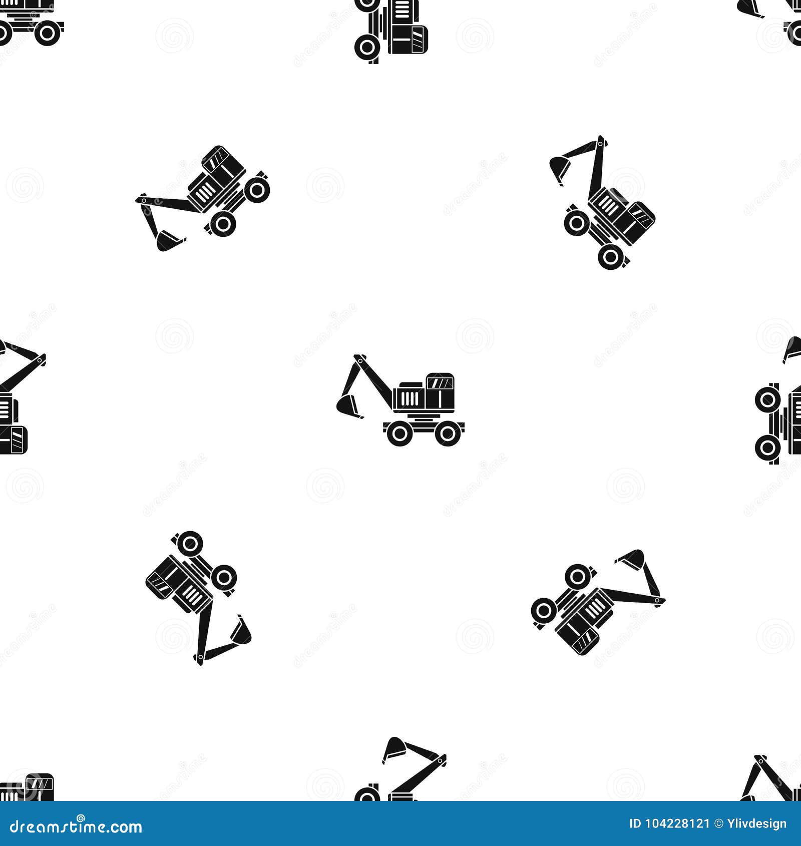 Excavator Pattern Seamless Black Stock Vector - Illustration of ...