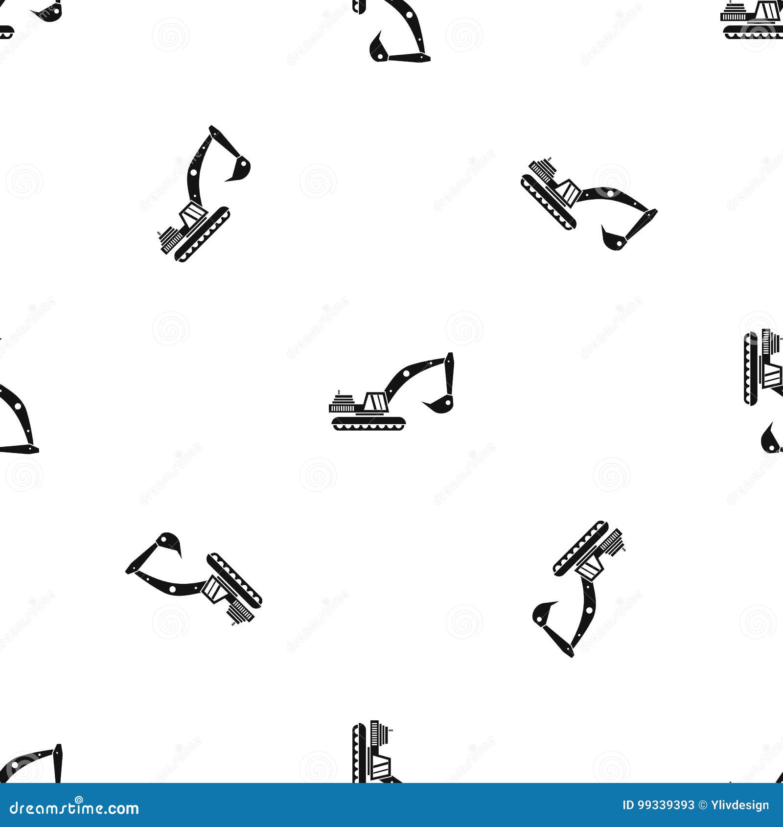 Excavator Pattern Seamless Black Stock Vector - Illustration of ...
