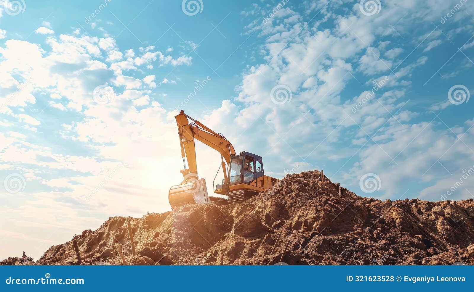 Excavator Performing Soil Excavation Under the Open Sky for ...