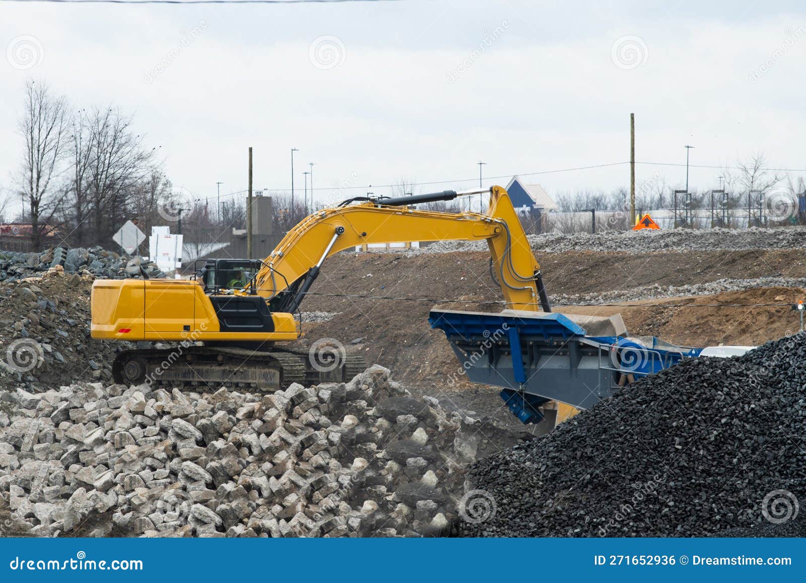 Excavator Performs Excavation Work Stock Photo - Image of development ...