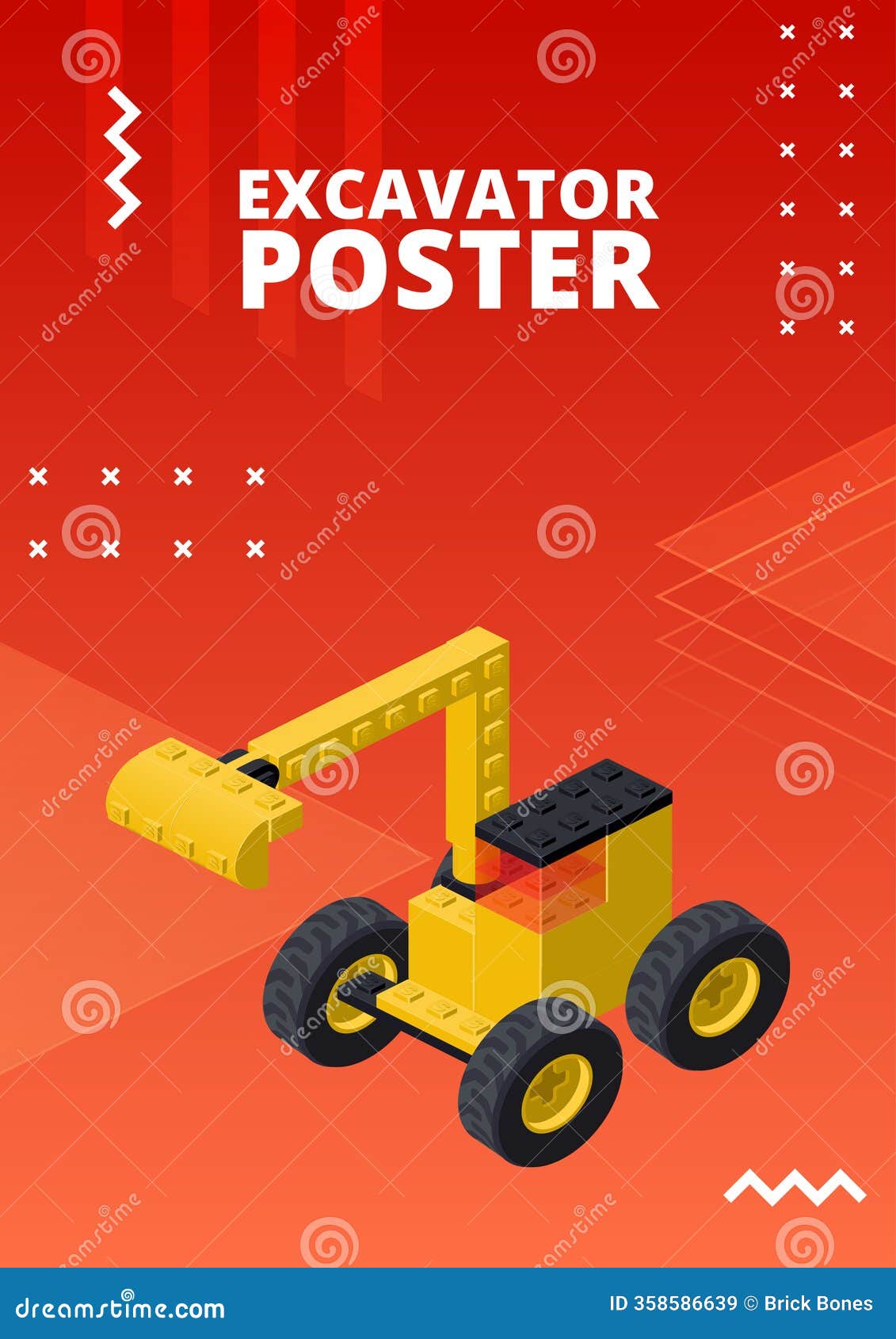 Excavator Poster for Print and Design. Vector Stock Illustration ...