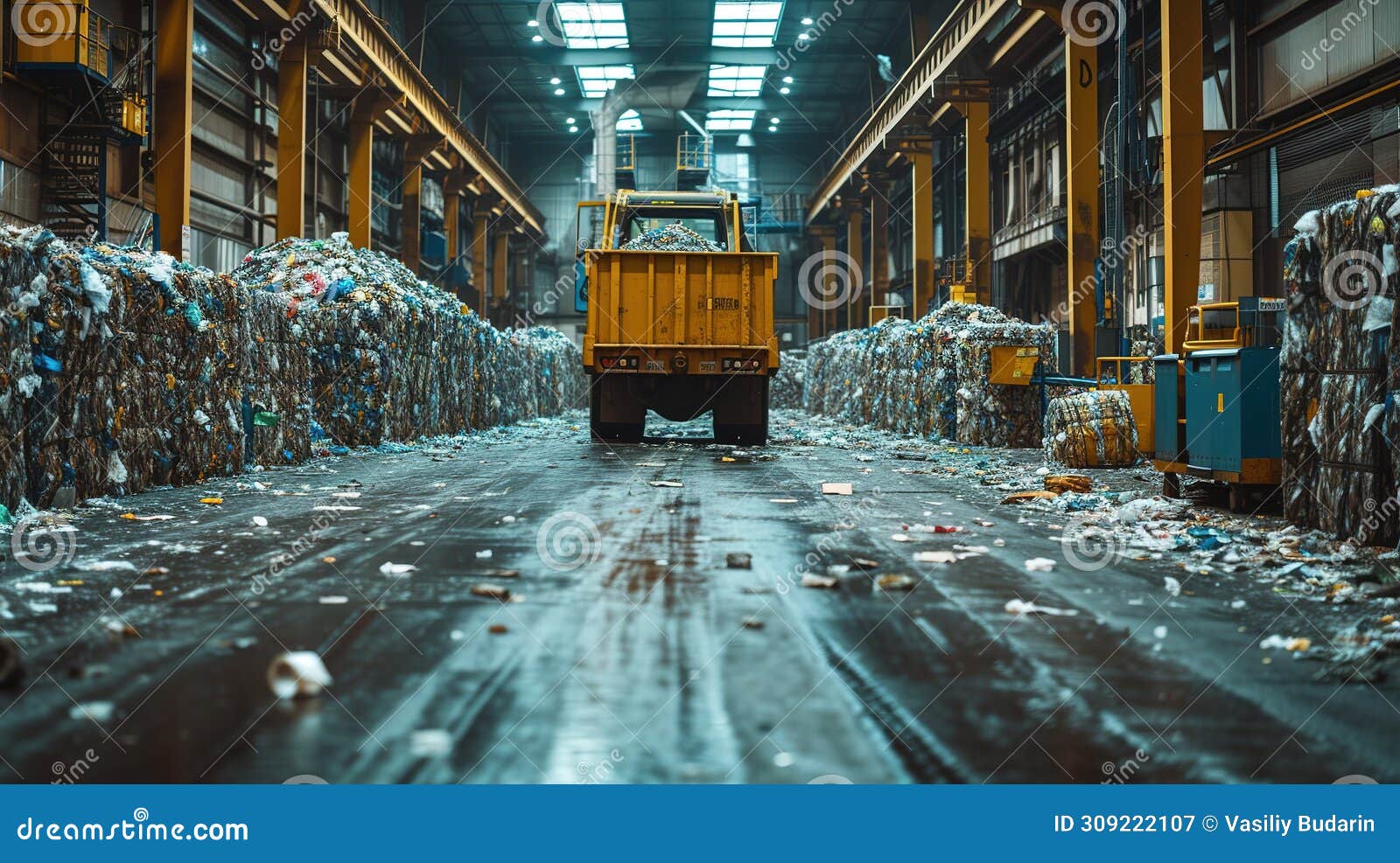 Excavator on Primary Sorting of Garbage at Waste Processing Plant ...
