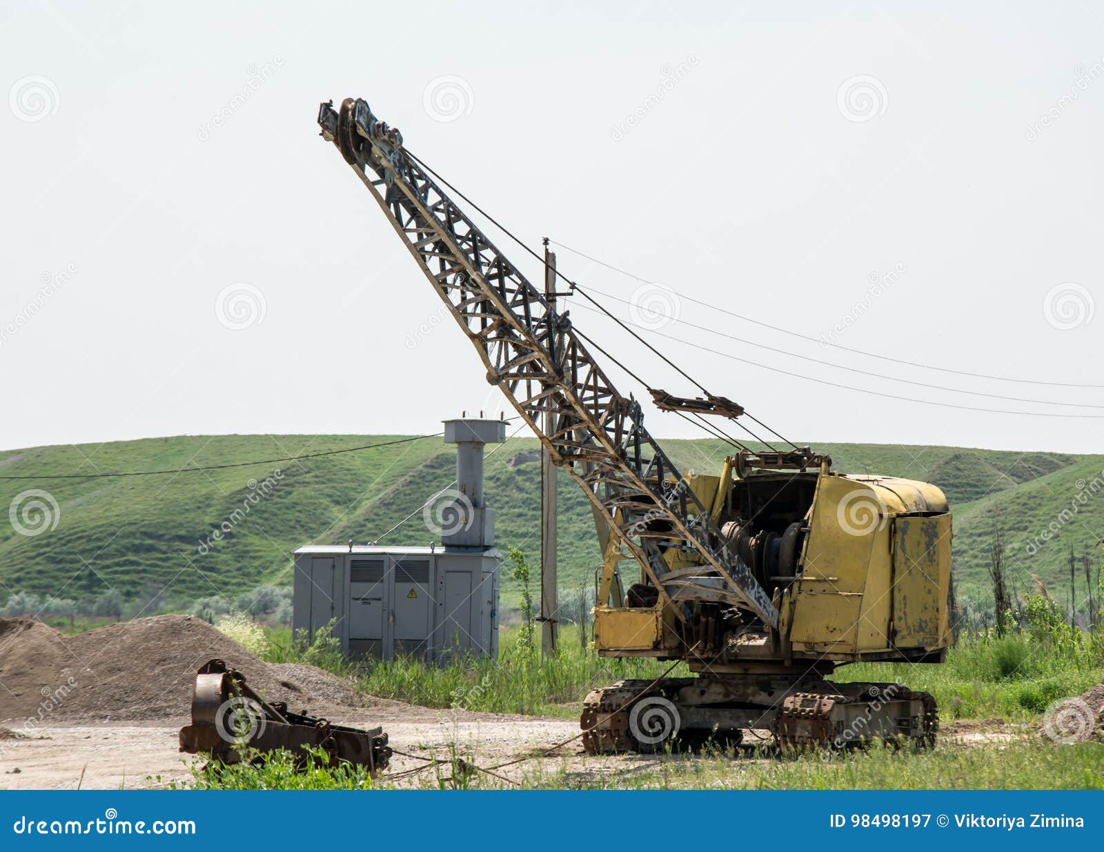 Excavator in a quarry stock image. Image of orange, gravel - 98498197