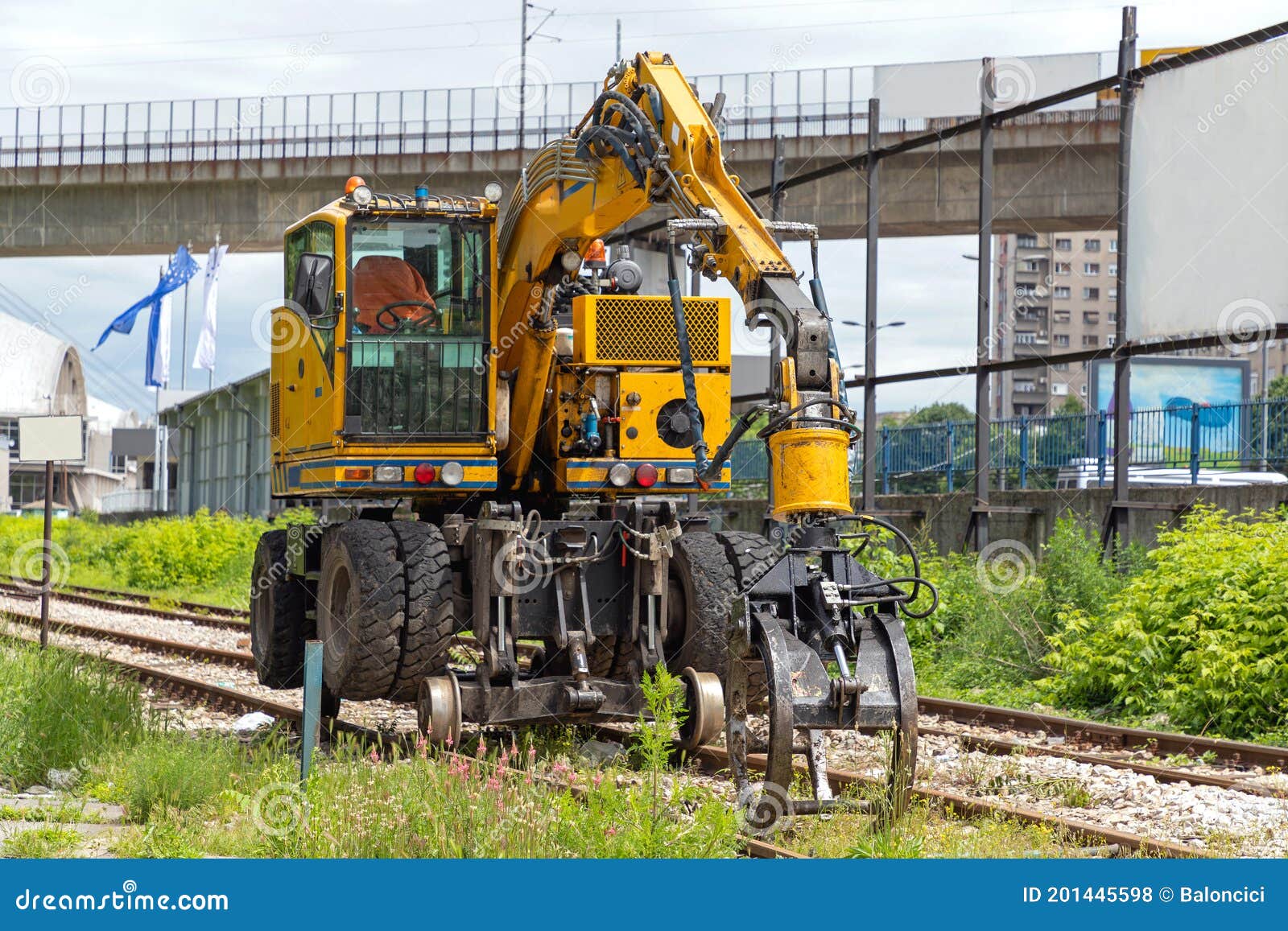 Excavator Railroad stock photo. Image of tracks, work - 201445598