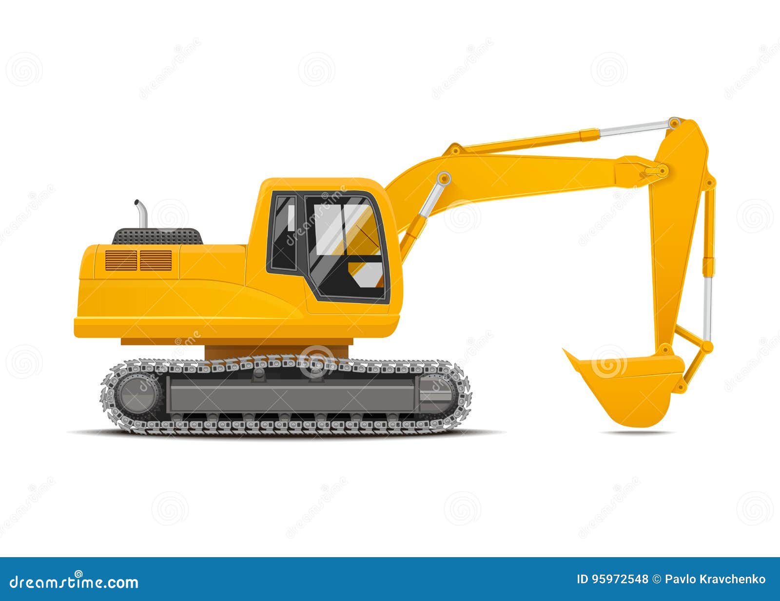 Excavator. Realistic Vector Illustration. Stock Vector - Illustration ...