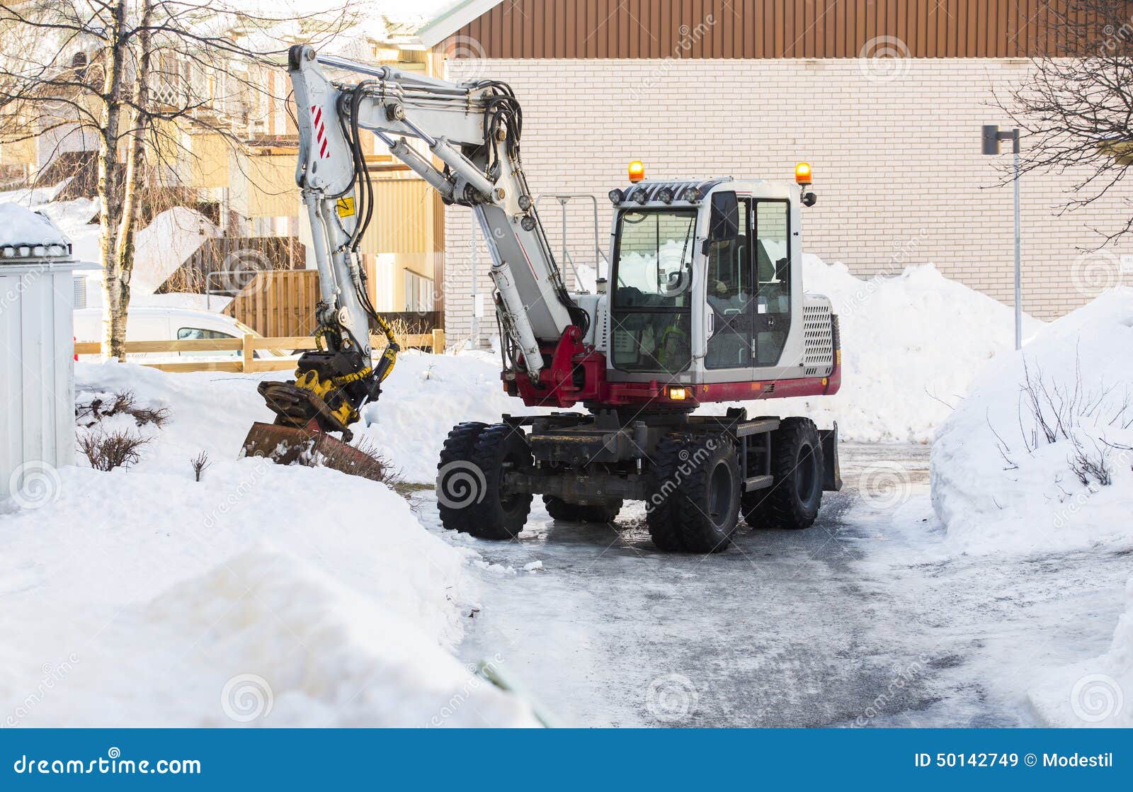 Excavator removing snow stock image. Image of crane, digger - 50142749