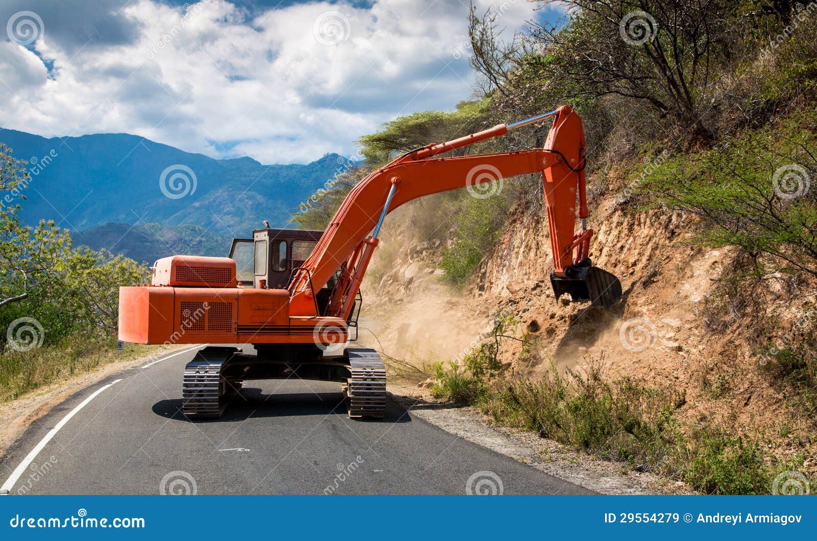 Excavator repair the road. stock image. Image of foreman - 29554279
