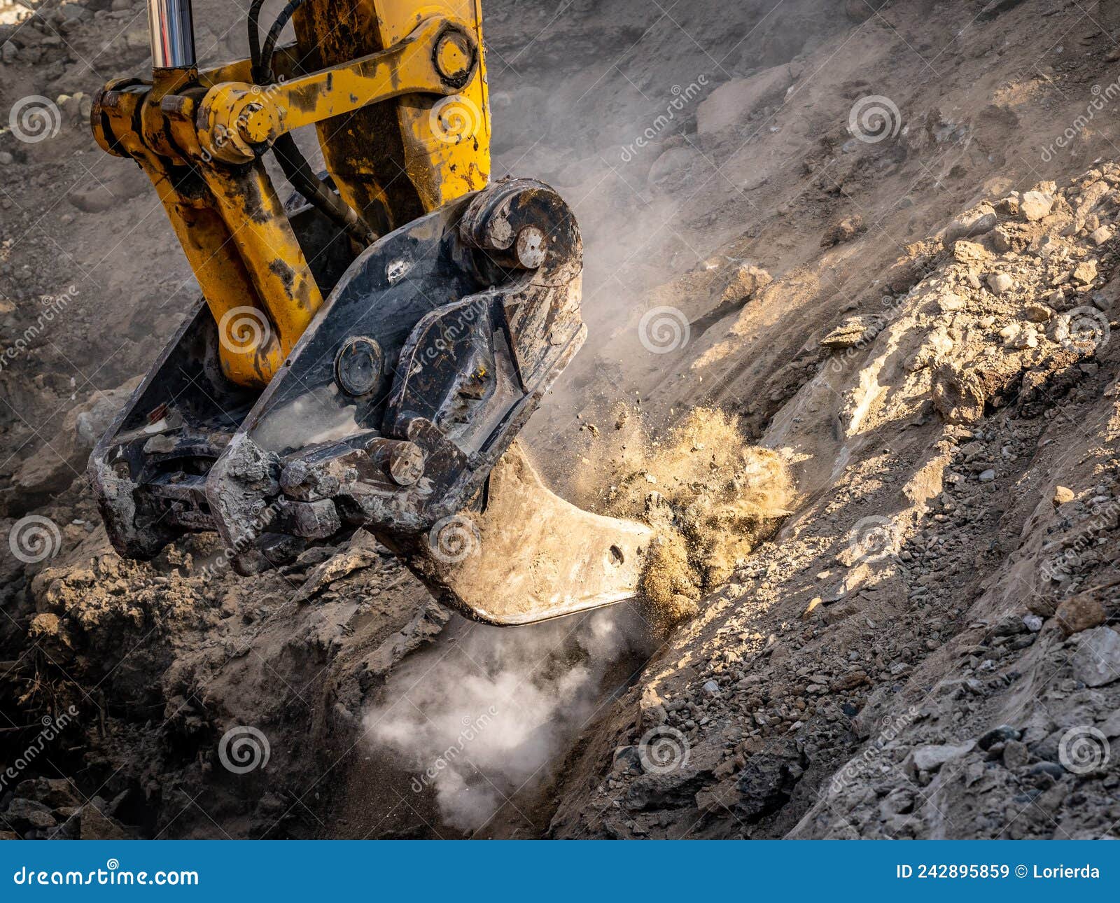 Excavator Ripper Attachment Ripping Frozen Soils Stock Image - Image of ...