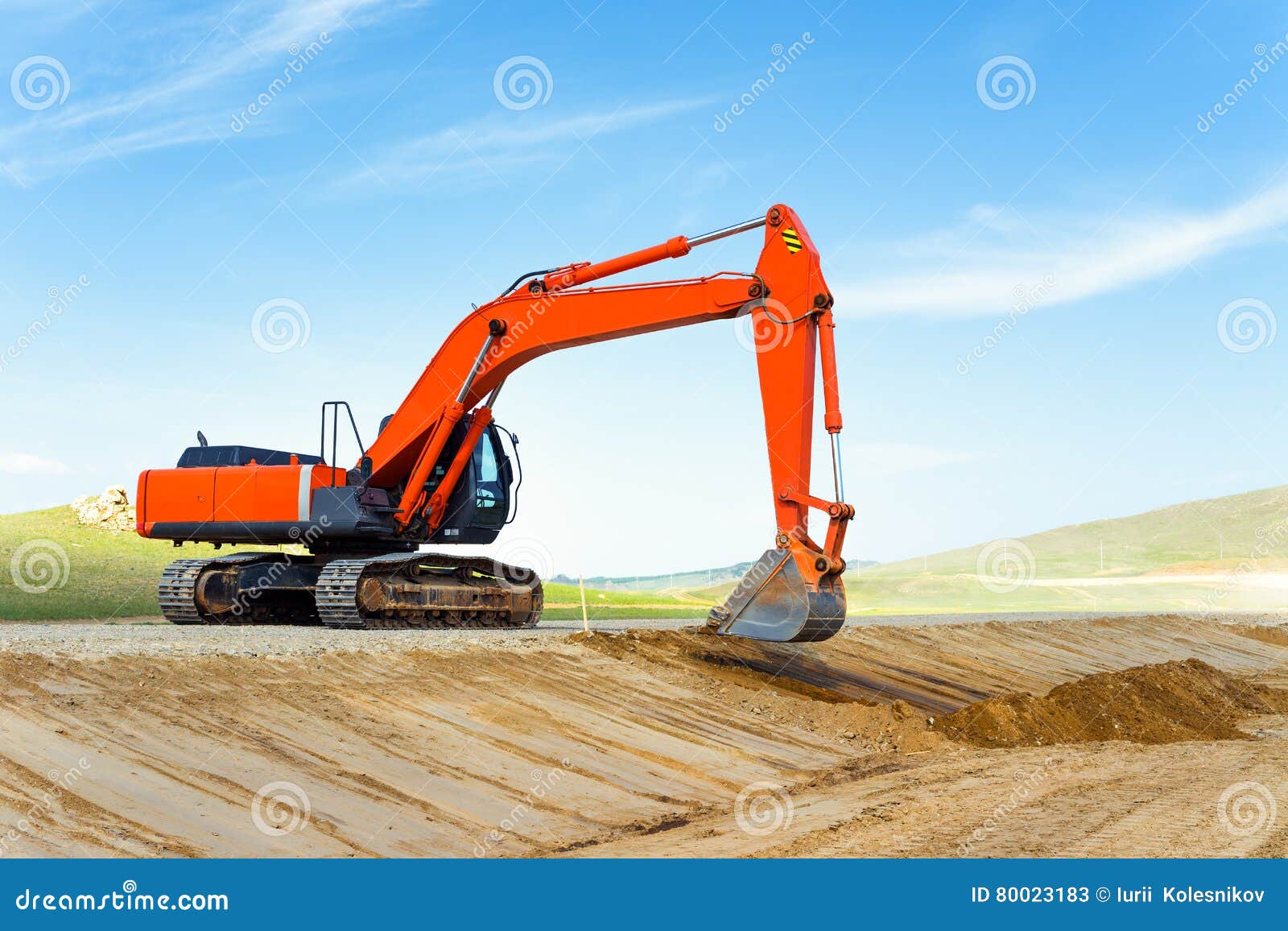 Excavator on Road Construction Stock Image - Image of path, beauty ...