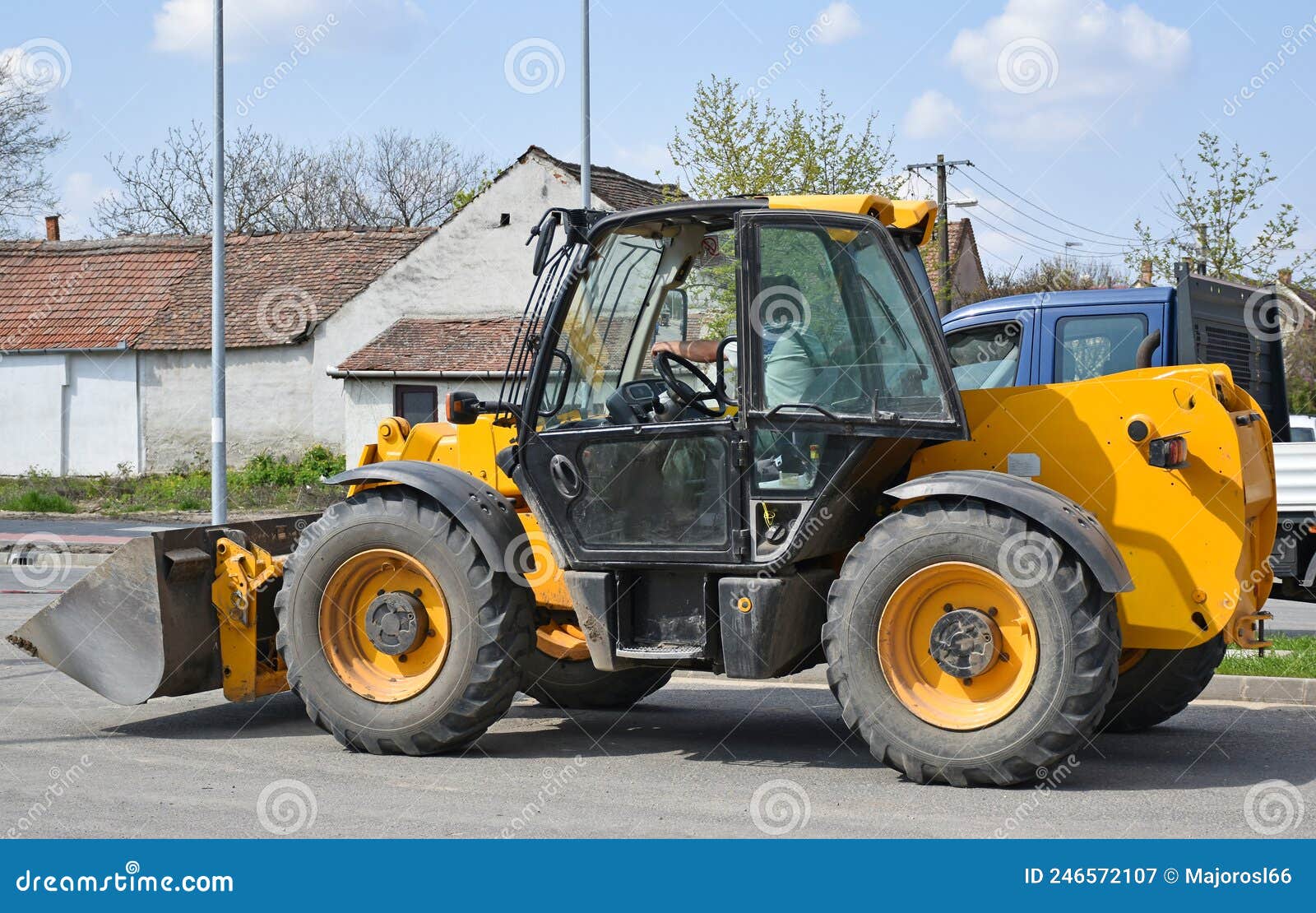 Excavator at the Road Construction Site Stock Image - Image of front ...