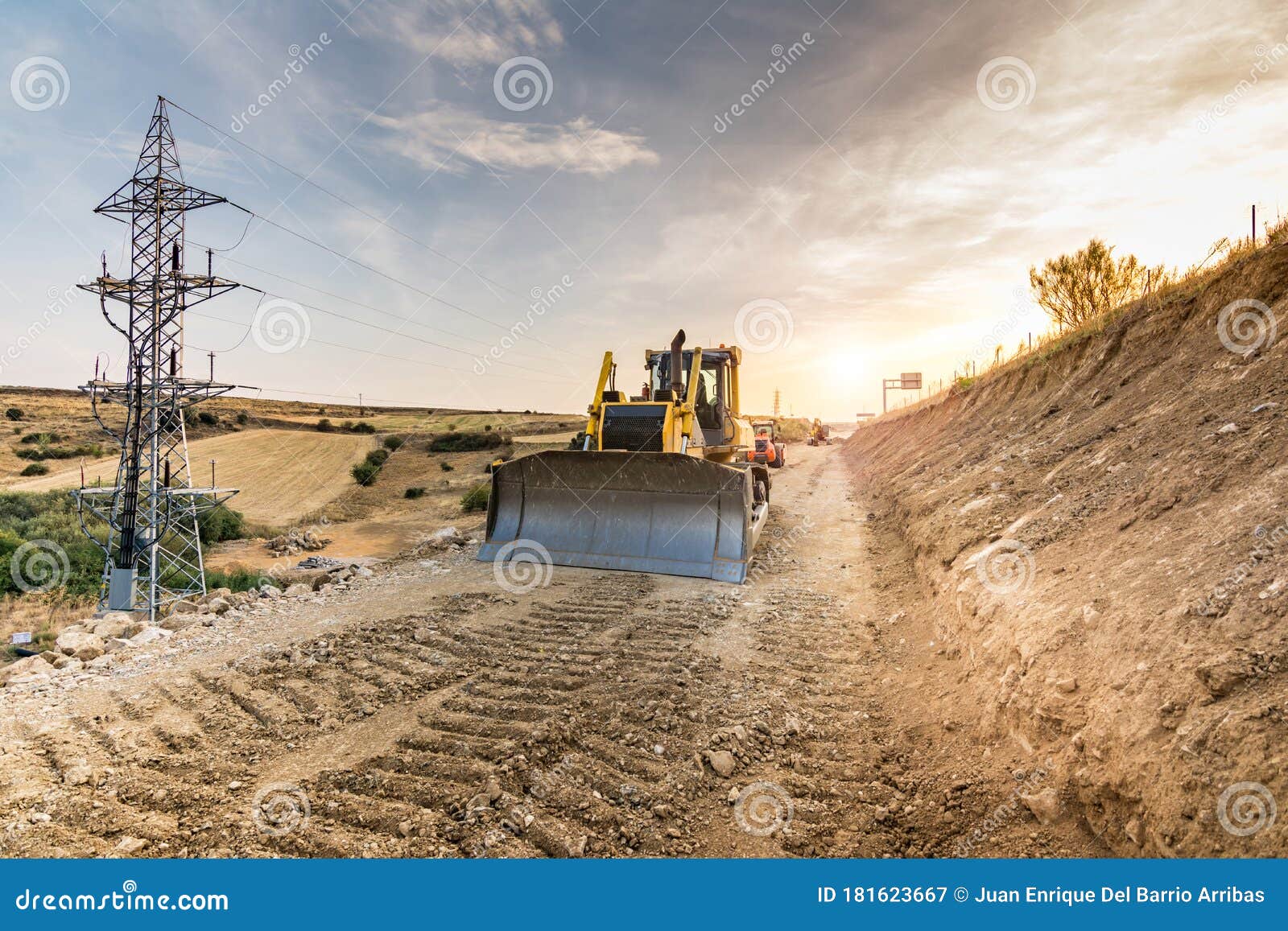 Excavator on the Road Construction Works Stock Image - Image of load ...