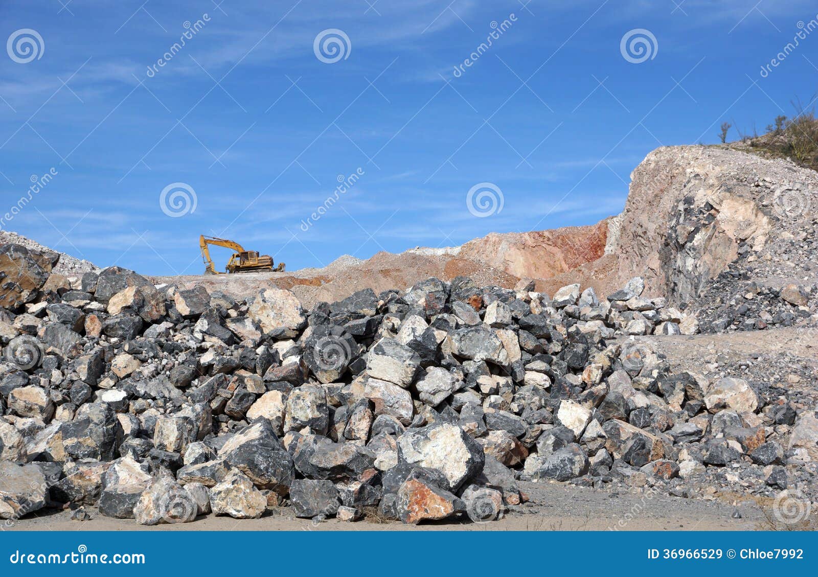 Excavator on rock pile stock image. Image of road, dirt - 36966529
