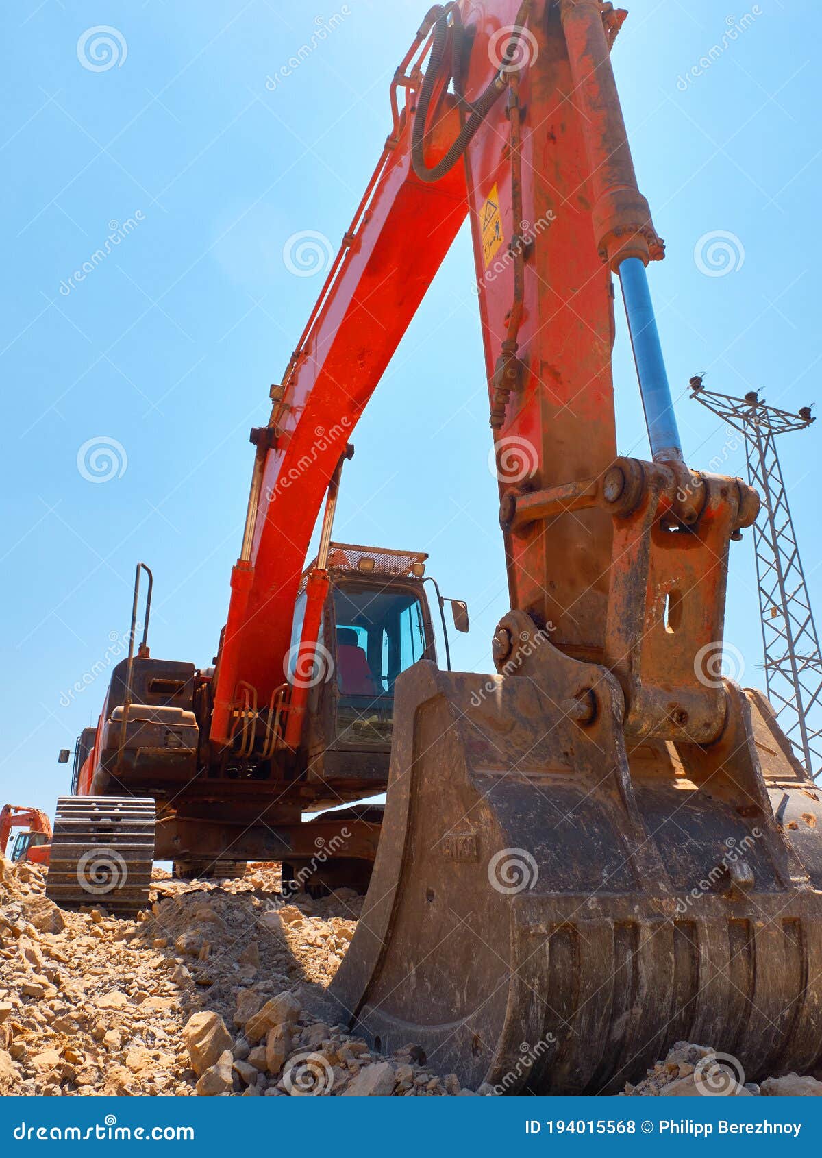 Excavator Scoop during Earthworks on Road Construction Stock Photo ...