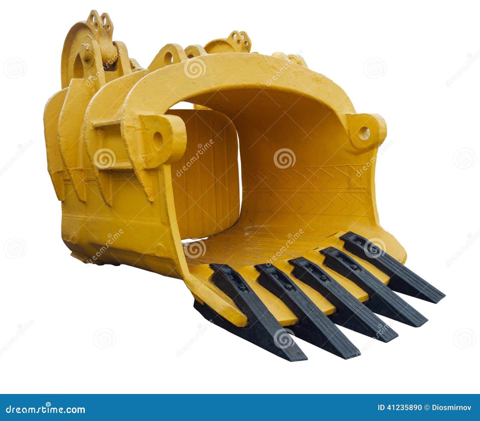 Excavator Scoop Moving A Rock Boulders During Road Construction On The ...