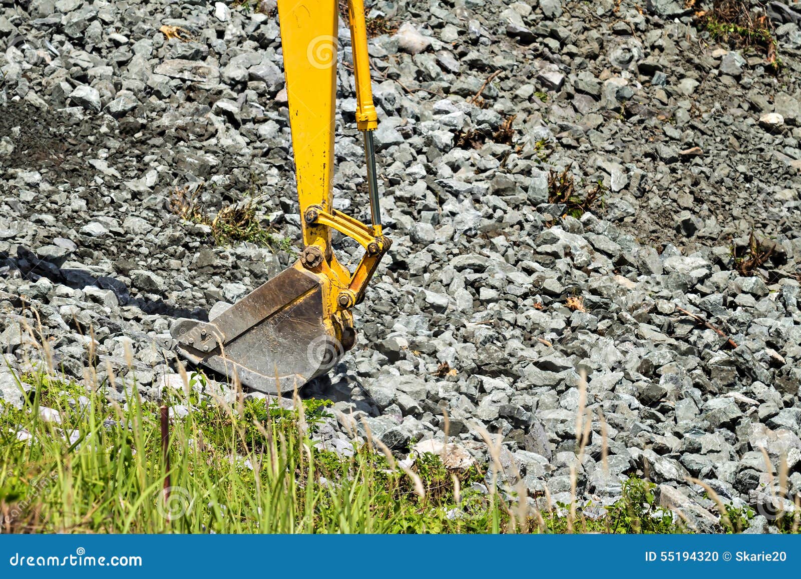 Excavator Shovel Digging Rock Stock Photo - Image of constriction ...