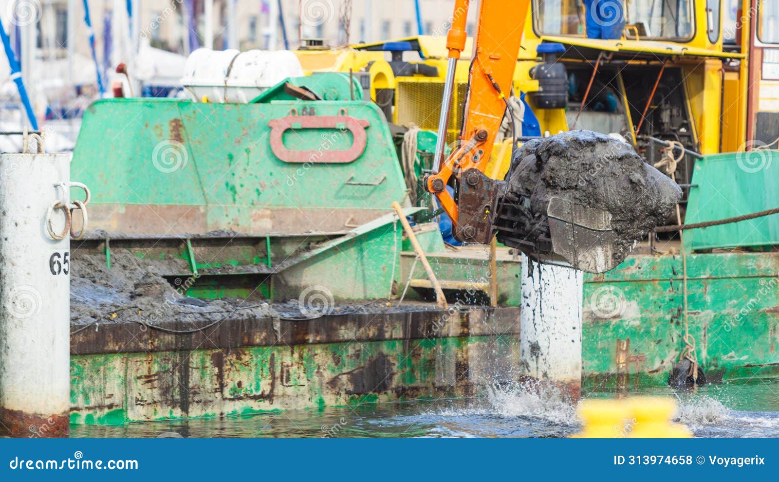 Excavator Shovel Digging in Sand from Water Stock Photo - Image of ...