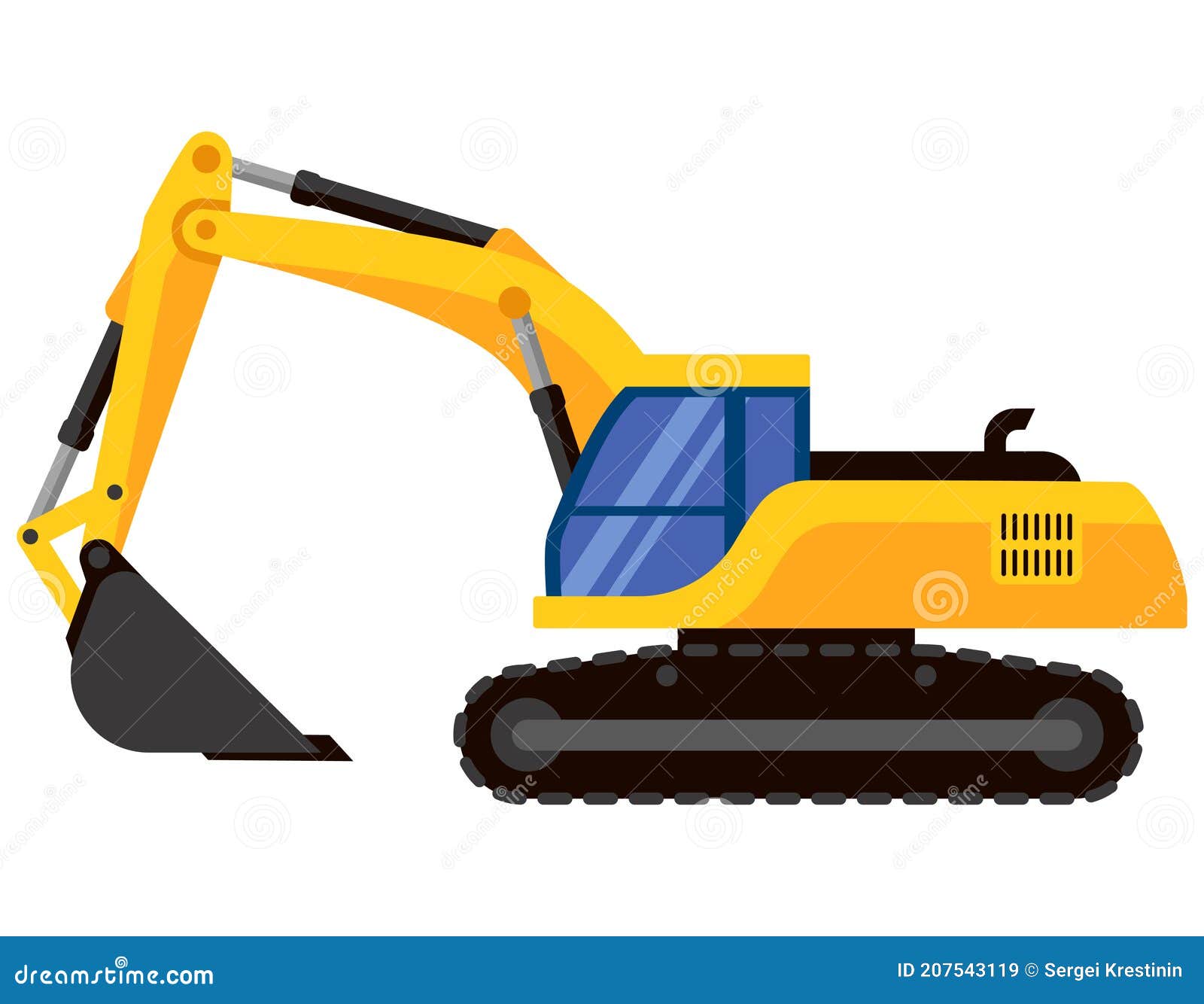 Excavator side view stock vector. Illustration of equipment - 207543119