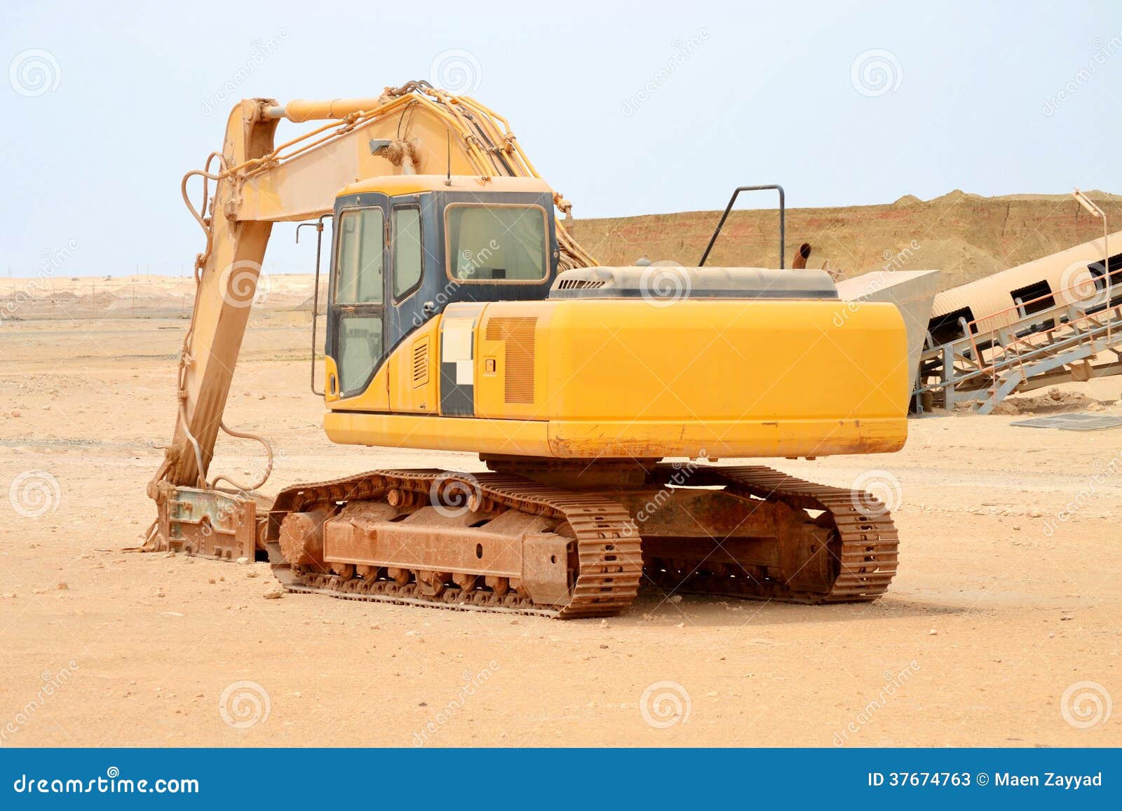 Excavator on site platform stock image. Image of work - 37674763