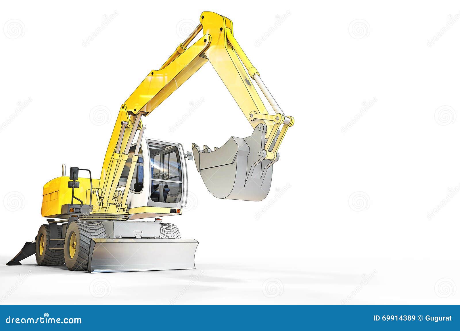 Excavator Sketch and Construction Stock Illustration - Illustration of ...