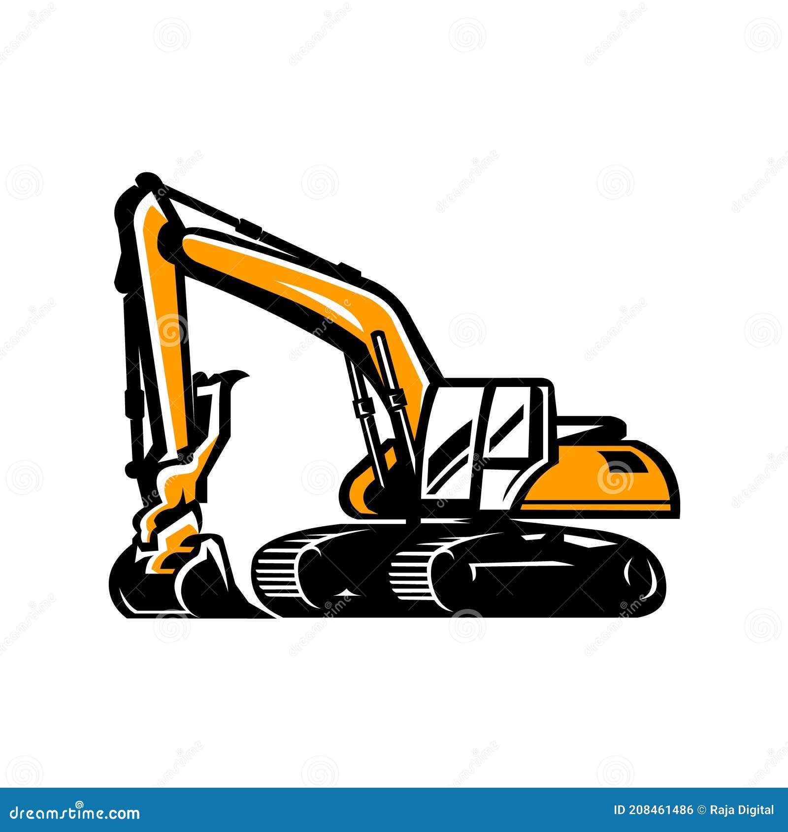 Excavator Stand Down Side View Vector Isolated Stock Illustration ...