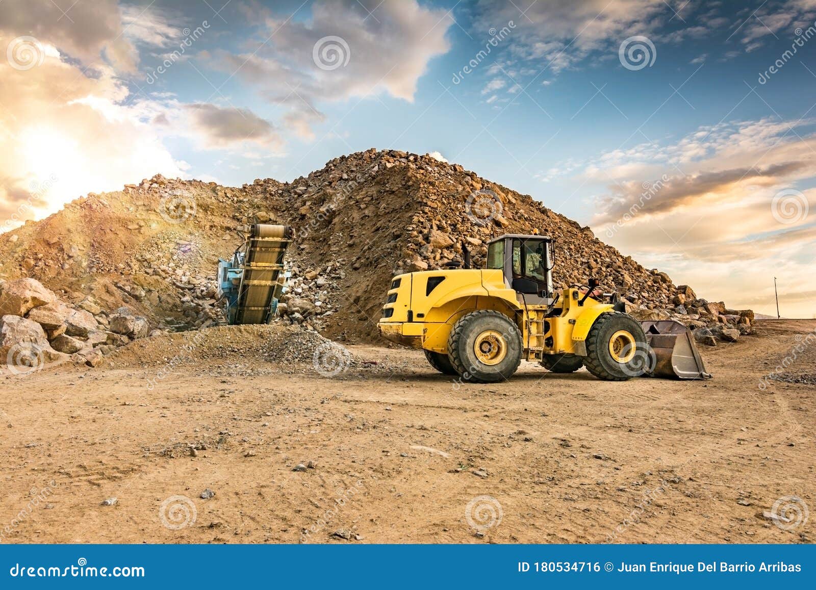 Excavator and Stone Crusher in a Quarry Stock Photo - Image of plant ...