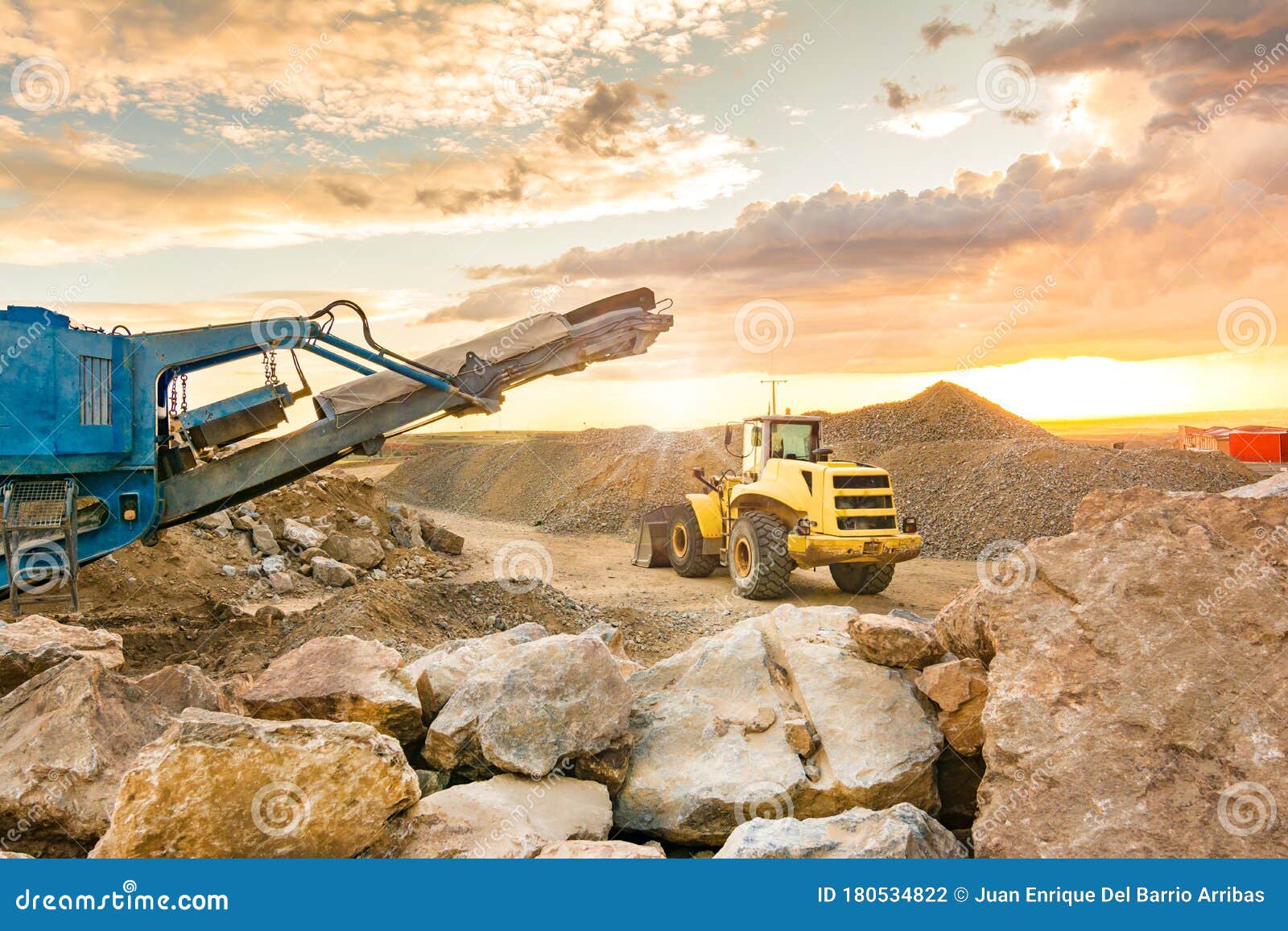 Excavator and Stone Crusher in a Quarry Stock Photo - Image of outdoor ...