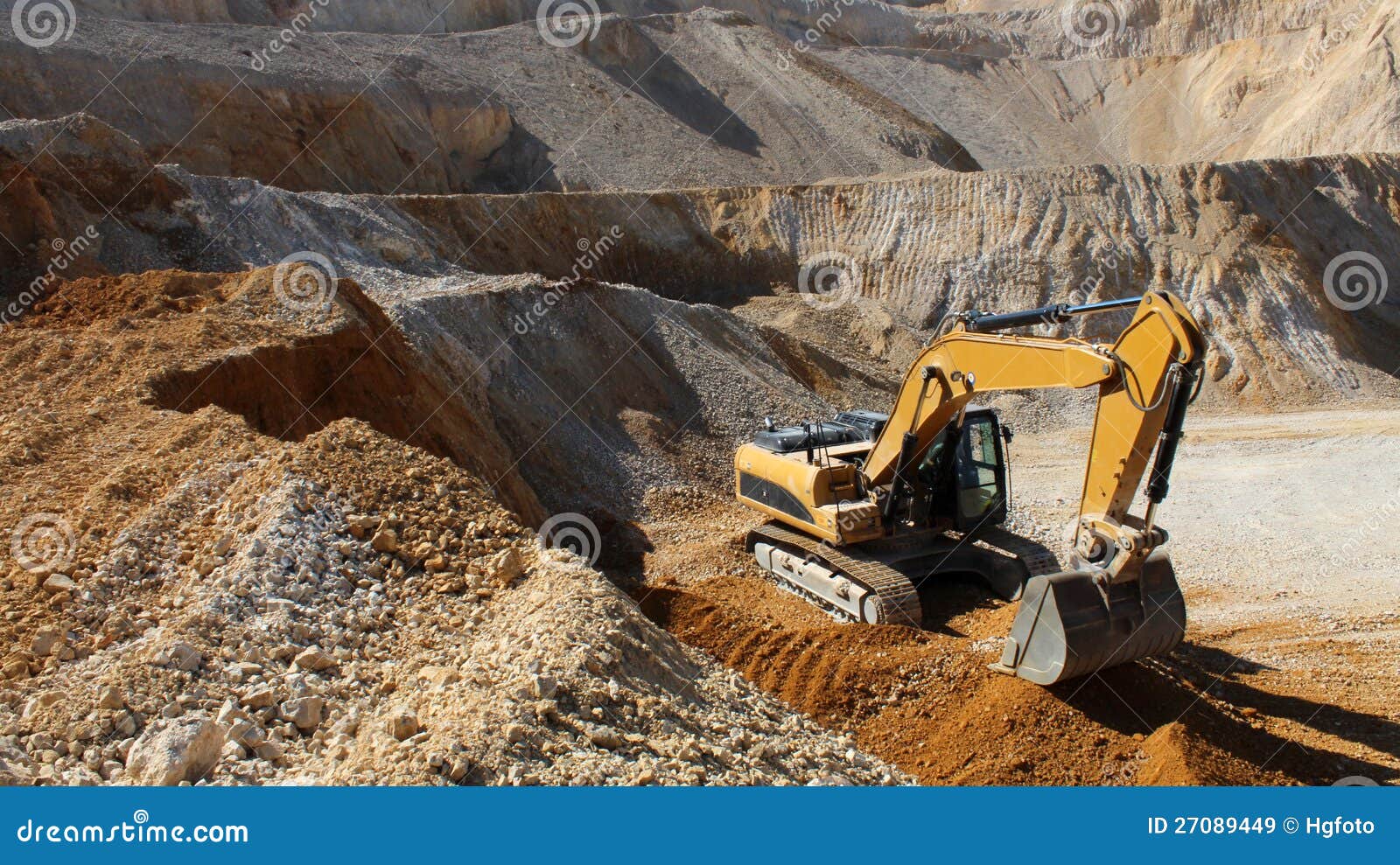 Excavator on the Stone Mine Stock Image - Image of equipment, excavate ...