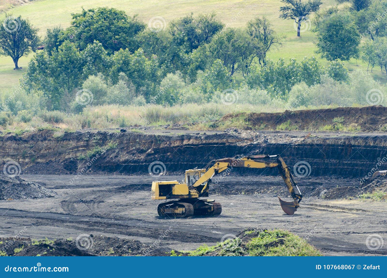 Excavator on a Surface Coal Mine Site Stock Image - Image of huge ...