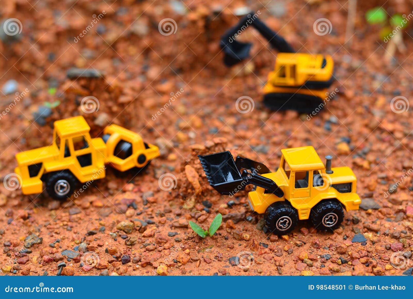 Excavator Toy Work at Construction Site Stock Image - Image of earth ...