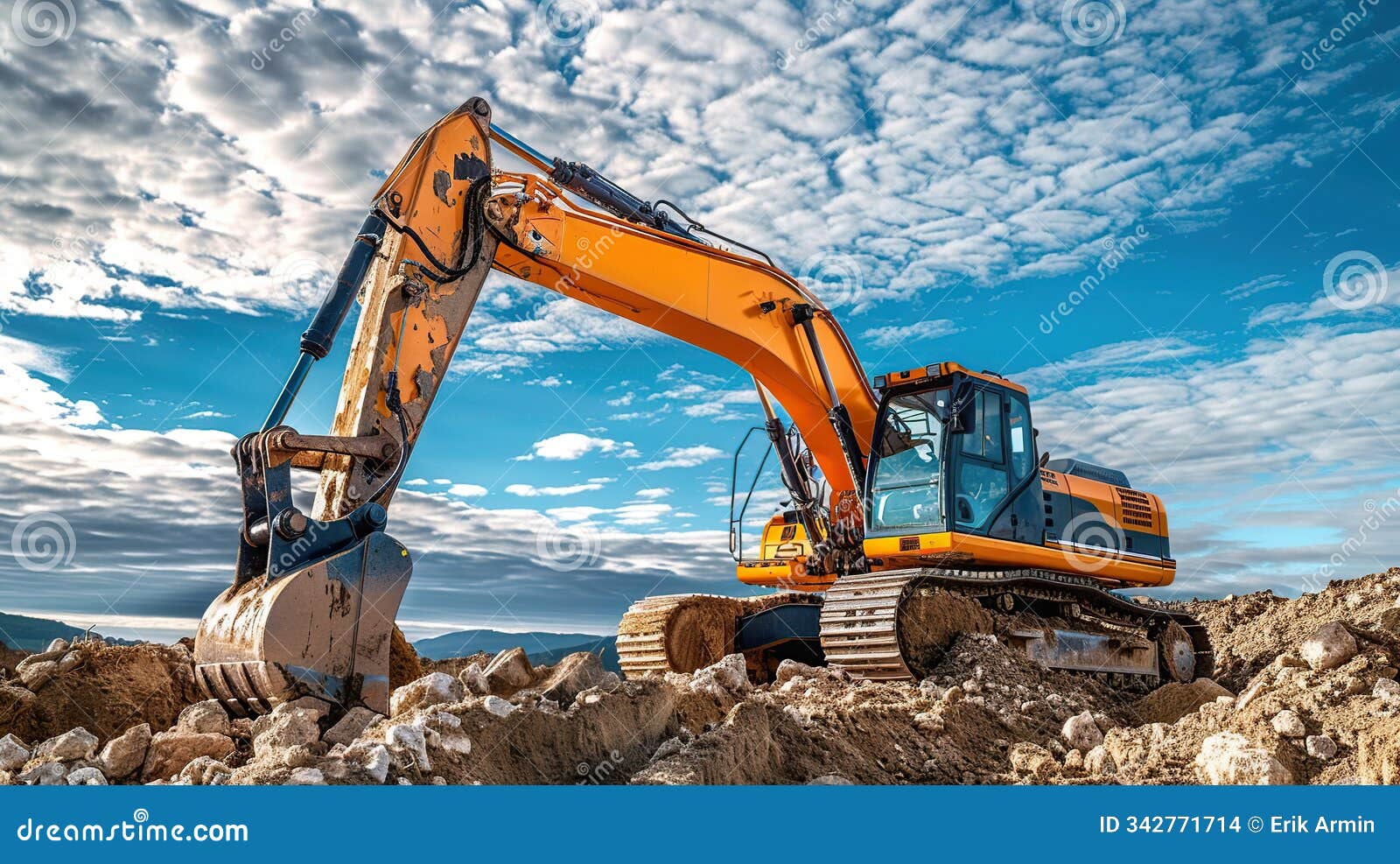 Excavator Tracked Loader or Craw Stock Illustration - Illustration of ...