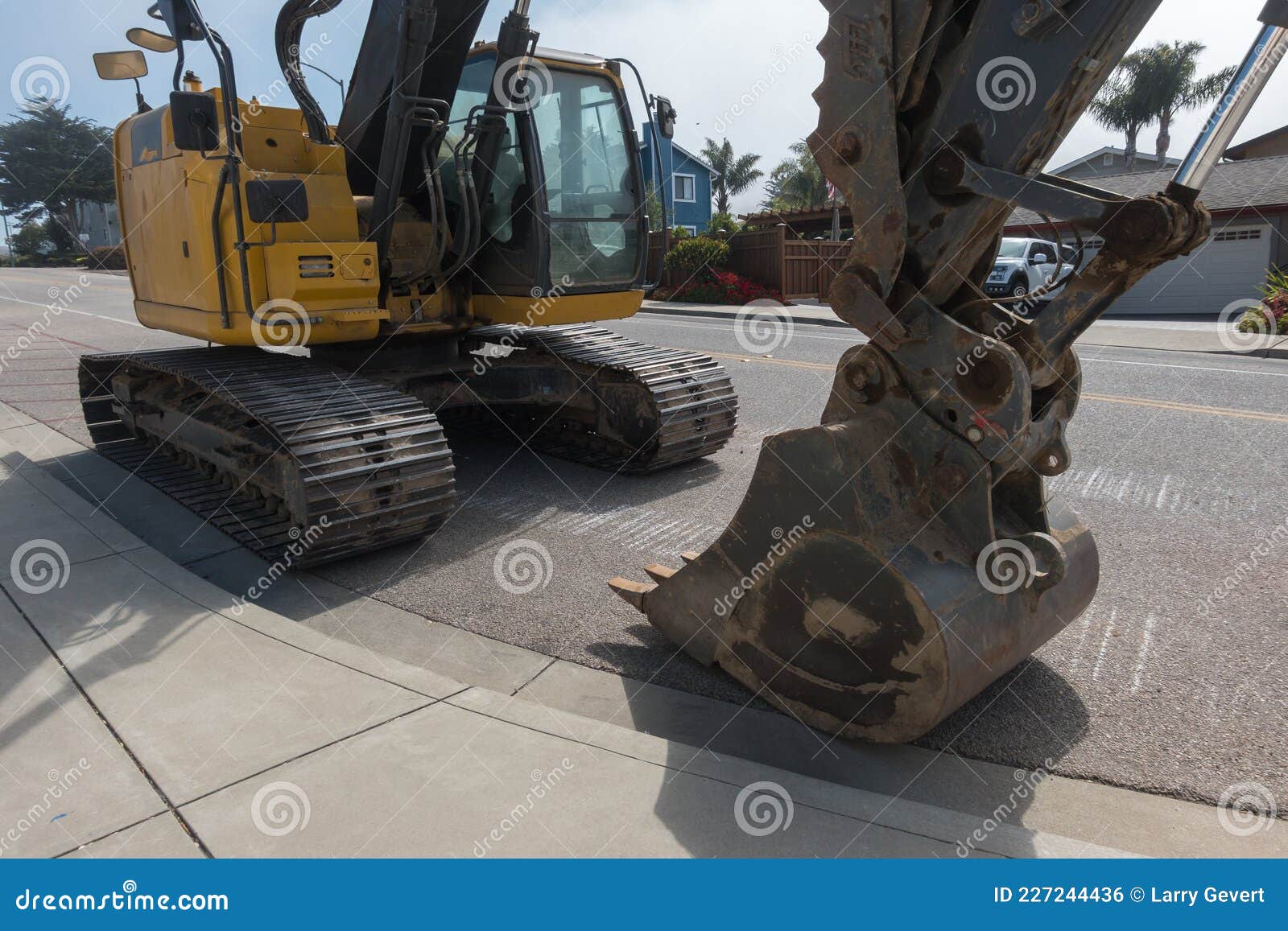Excavator on Tracks Parked on the Street Stock Photo - Image of dirt ...