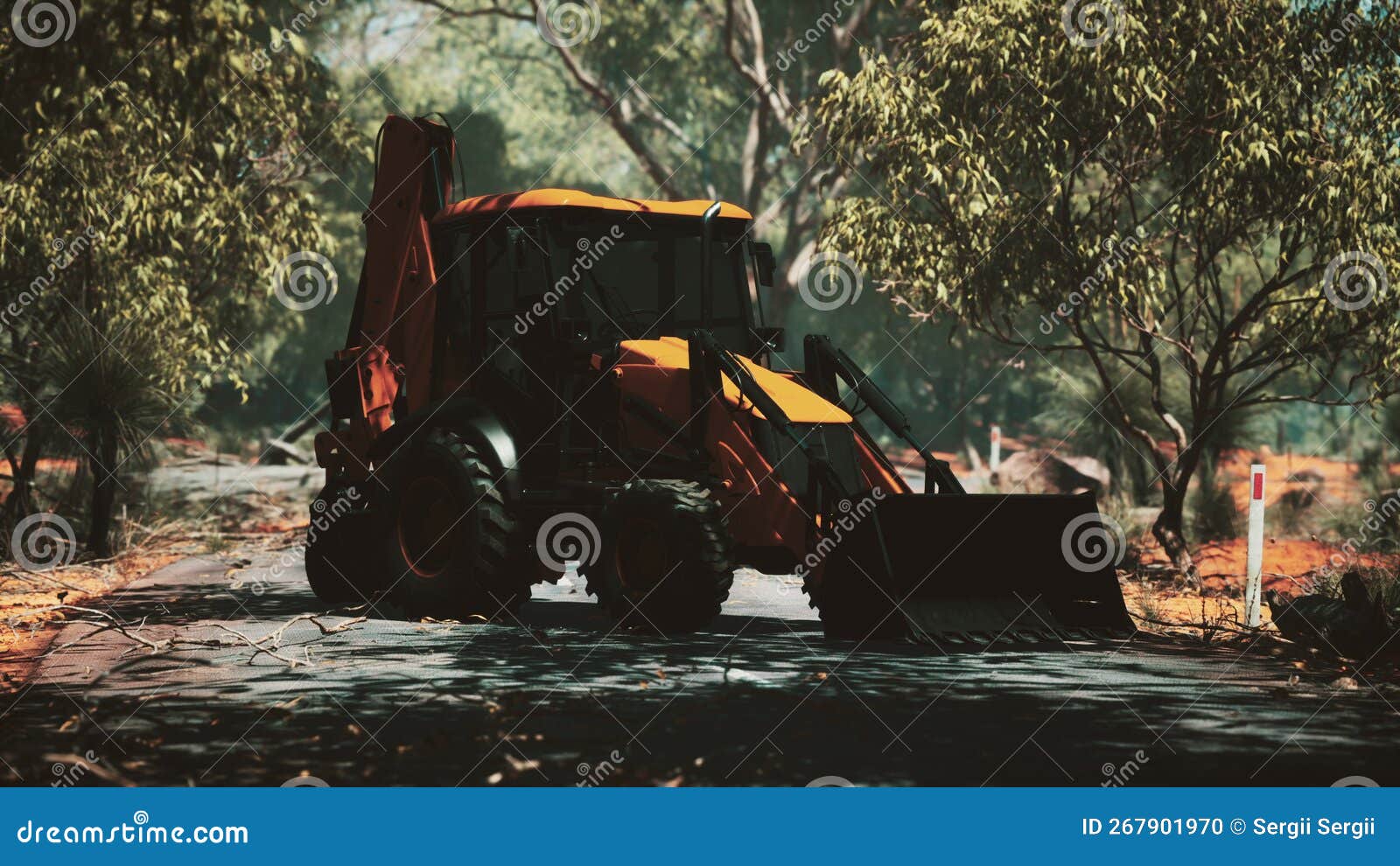 Excavator Tractor in Bush Forest Stock Photo - Image of ground, forest ...