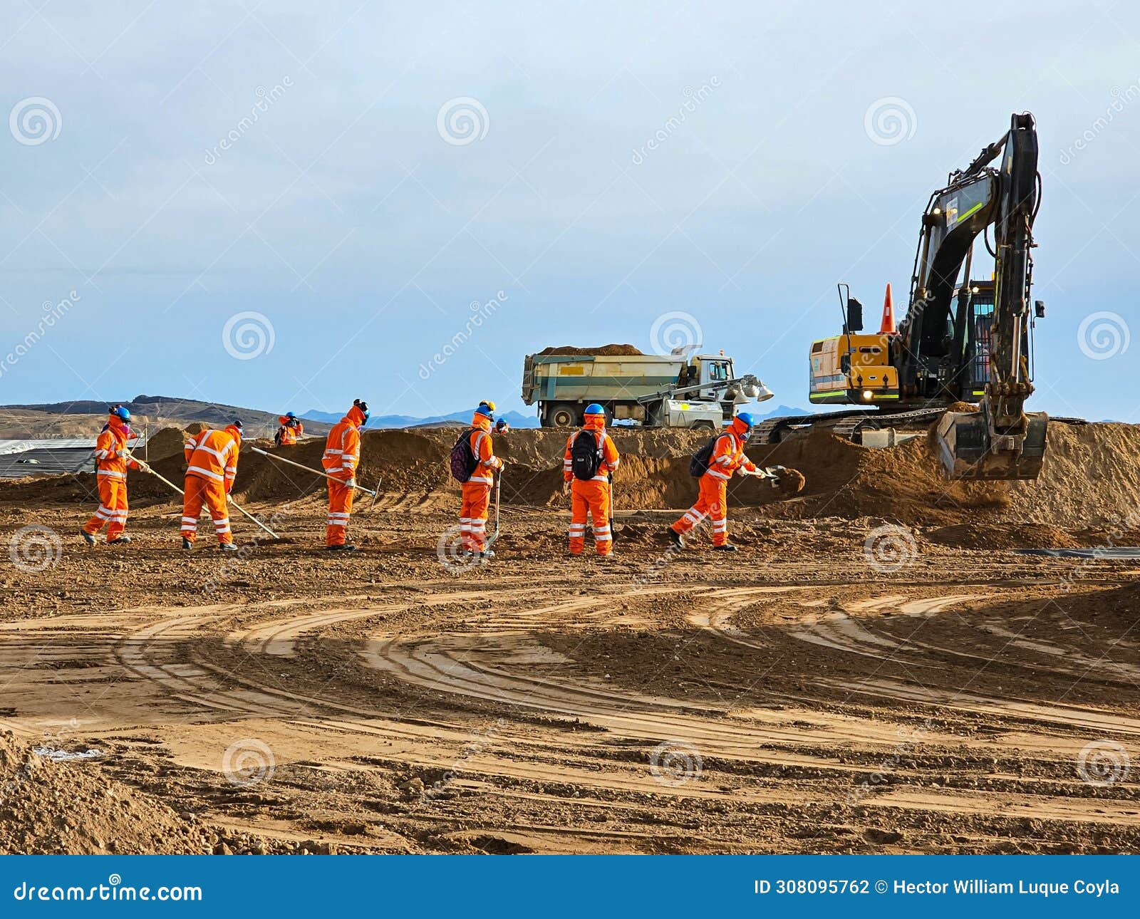 Excavator Type Construction Machinery Working on Bulk Earthworks in a ...
