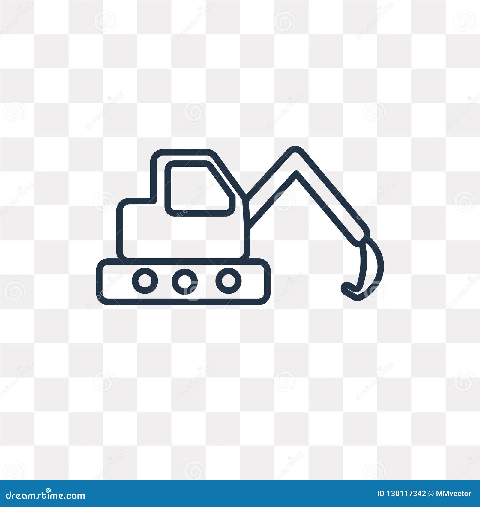 Excavator Vector Icon Isolated On Transparent Background, Linear ...