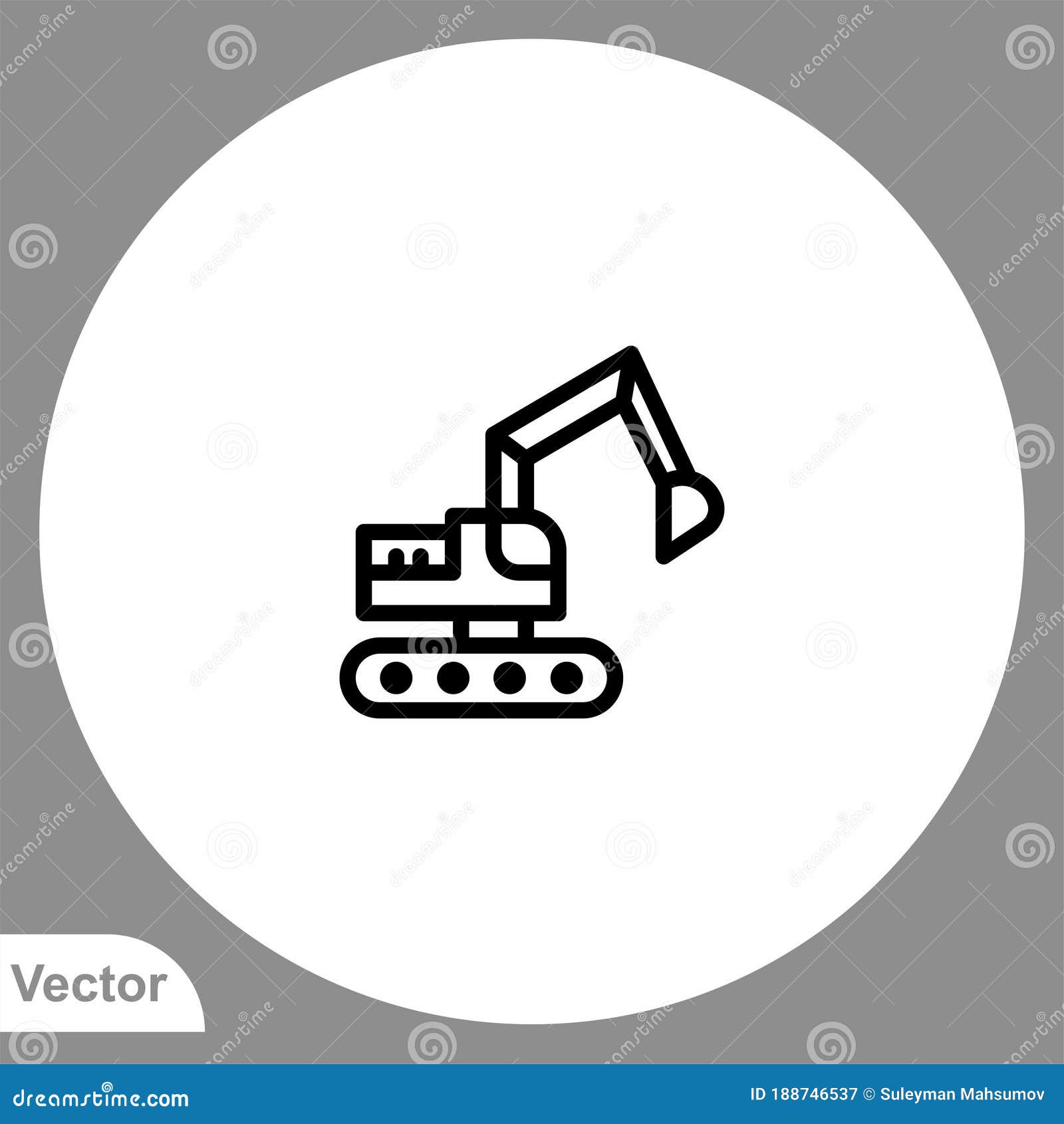 Excavator Vector Icon Sign Symbol Stock Vector - Illustration of crane ...