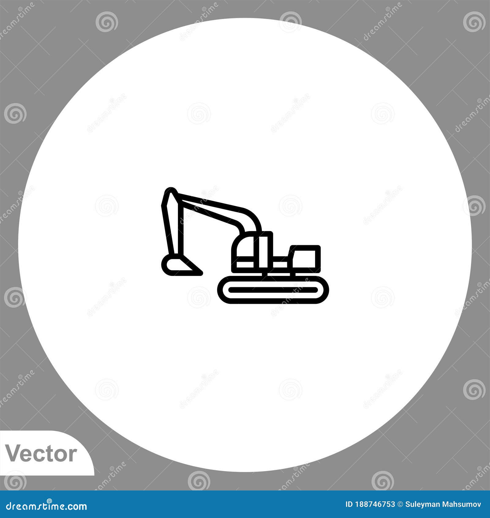 Excavator Vector Icon Sign Symbol Stock Vector - Illustration of dredge ...