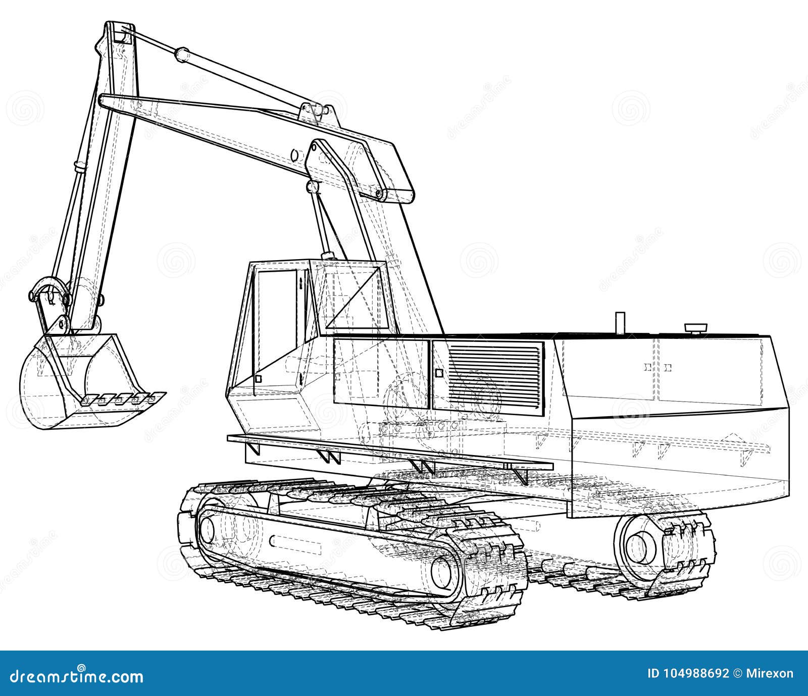 Excavator Vector. Wire-frame. EPS10 Format. Vector Created of 3d. Stock ...